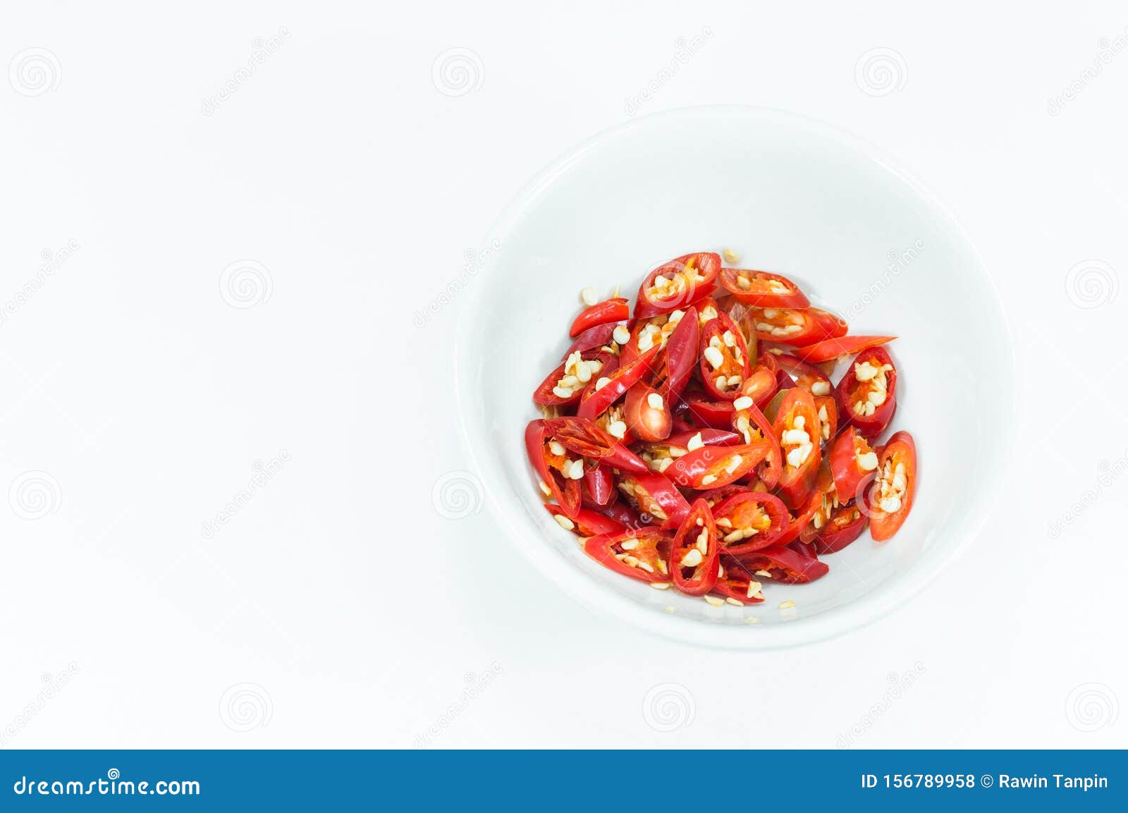 Chopped and Slices of Red Chilli in White Cup Isolated on White ...