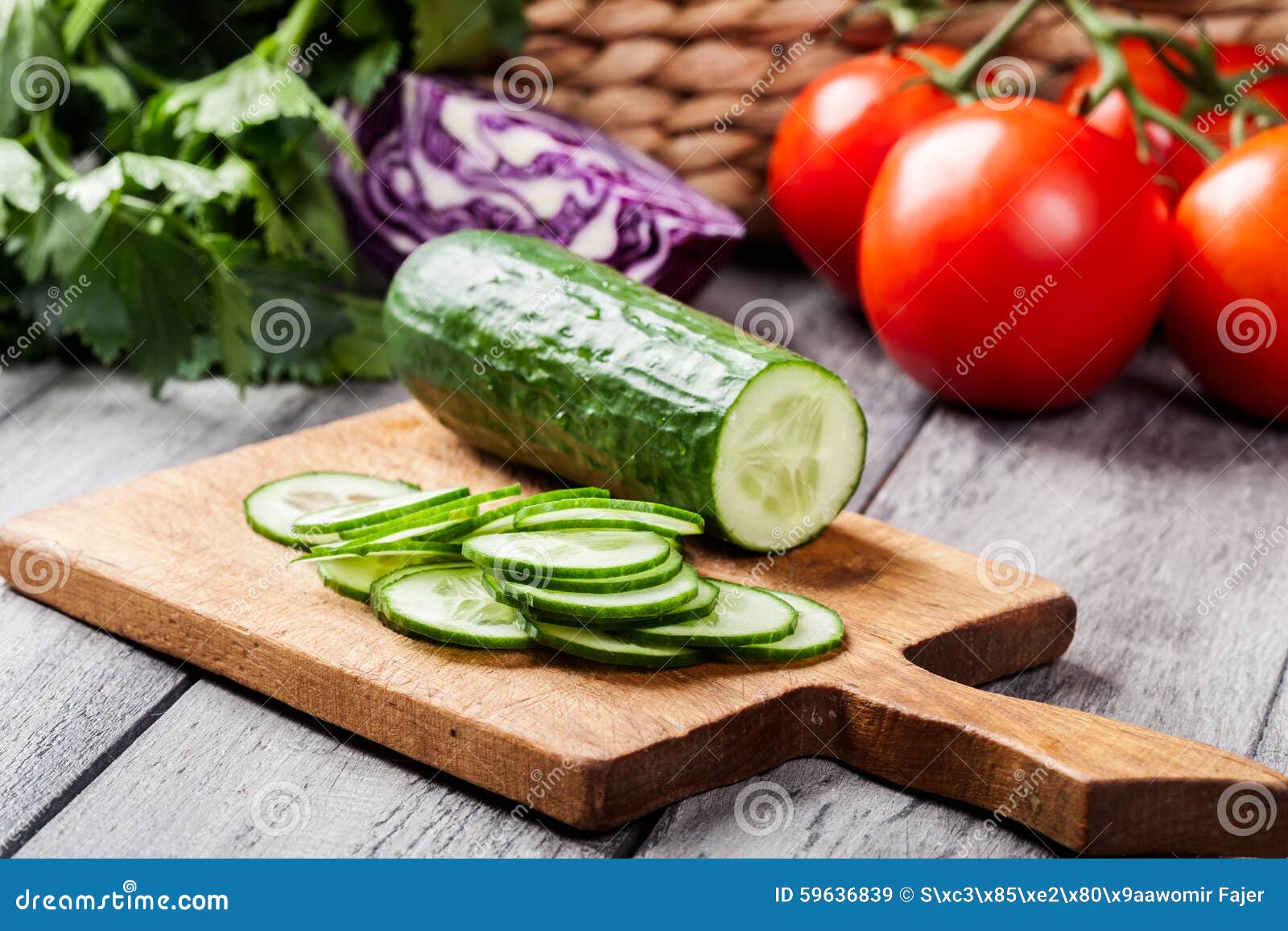 Chopped Vegetables: Cucumber on Cutting Board Stock Image - Image of ...