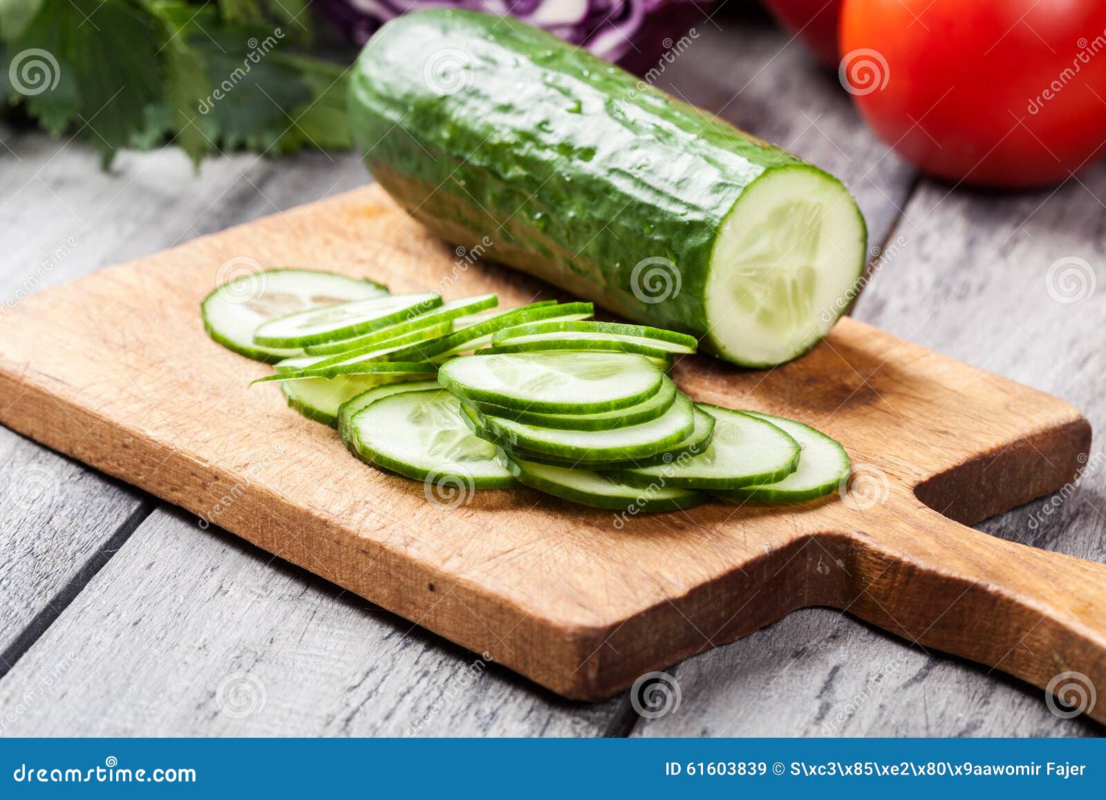 Chopped Vegetables: Cucumber on Cutting Board Stock Image - Image of ...