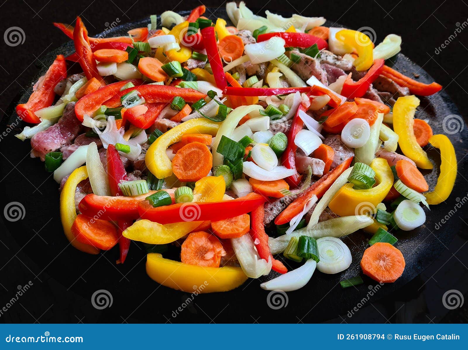 Chopped Vegetables in the Pan Ready To Cook Overlay Stock Photo - Image ...
