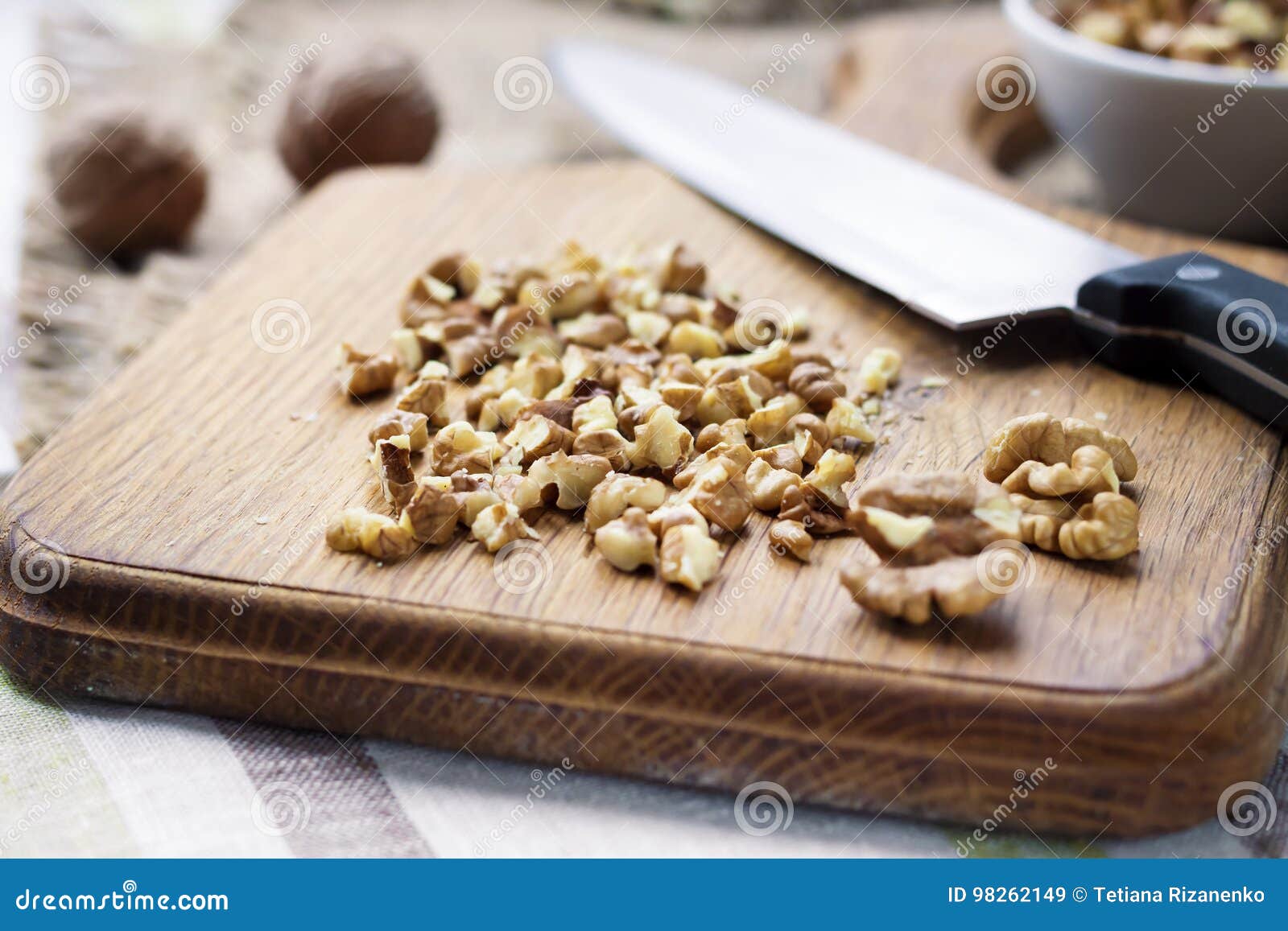 Chopped Walnuts on Cutting Board Stock Image - Image of walnuts ...