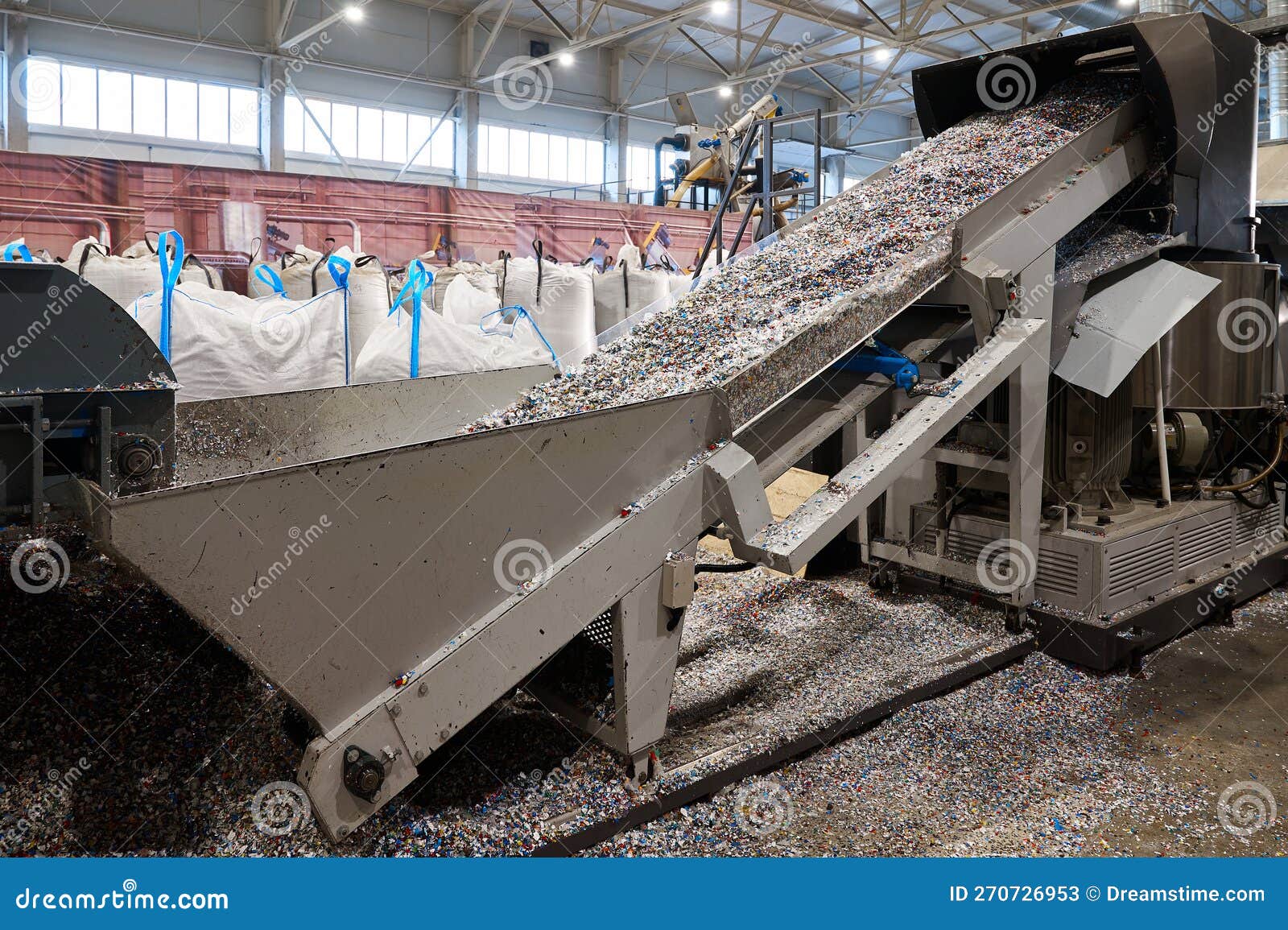 Chopped Waste Plastic Transported by Production Line Stock Image ...