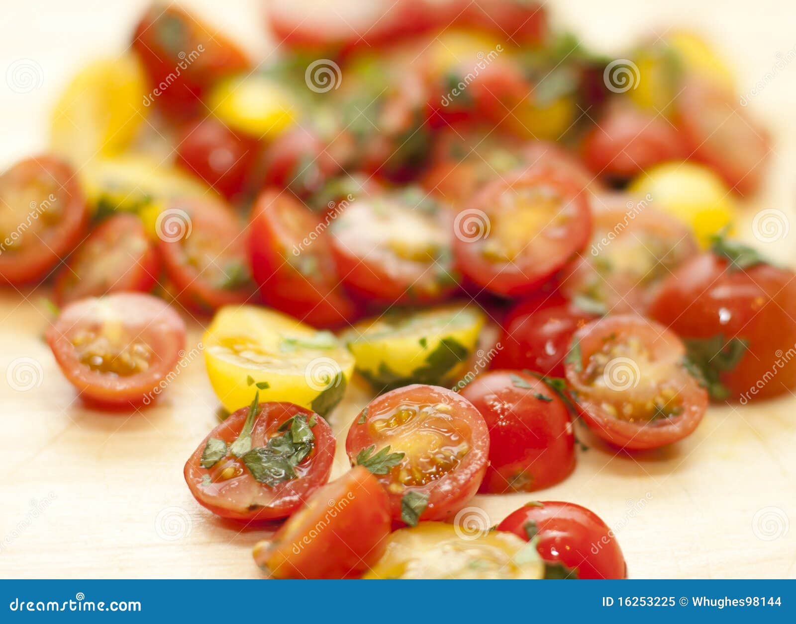 Chopped Yellow and Red Tomatoes with Cilantro Stock Image - Image of ...