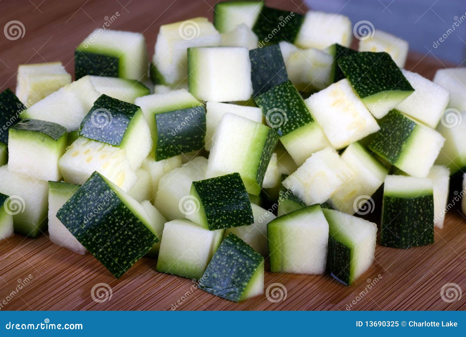 Chopped zucchini stock image. Image of cubed, chopped - 13690325