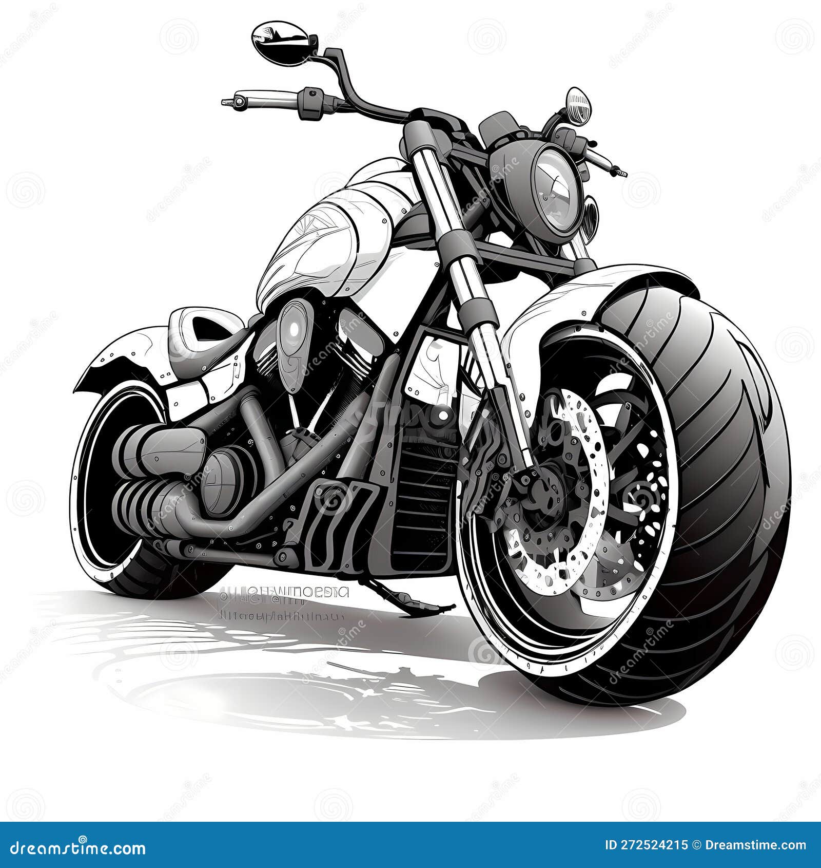 Chopper Bike Black and White. Generative AI Stock Illustration ...