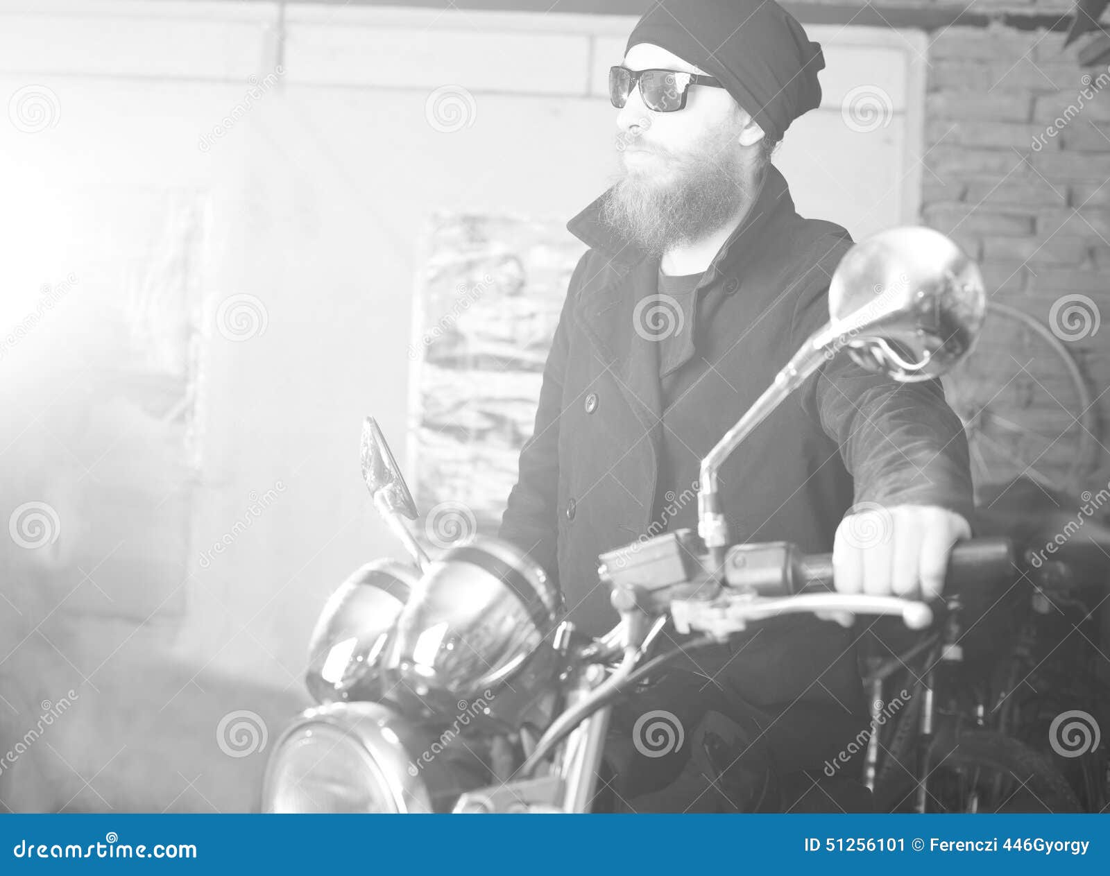 Chopper with its driver stock image. Image of motorcycle - 51256101