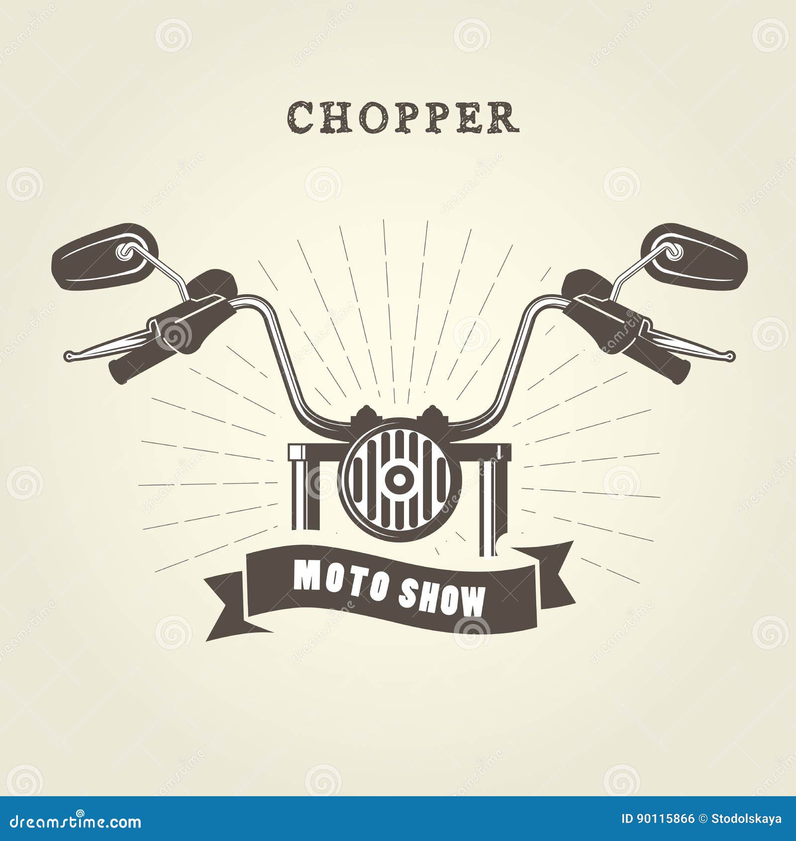 Chopper Moto Handlebar with Rear-view Mirrors Stock Vector ...