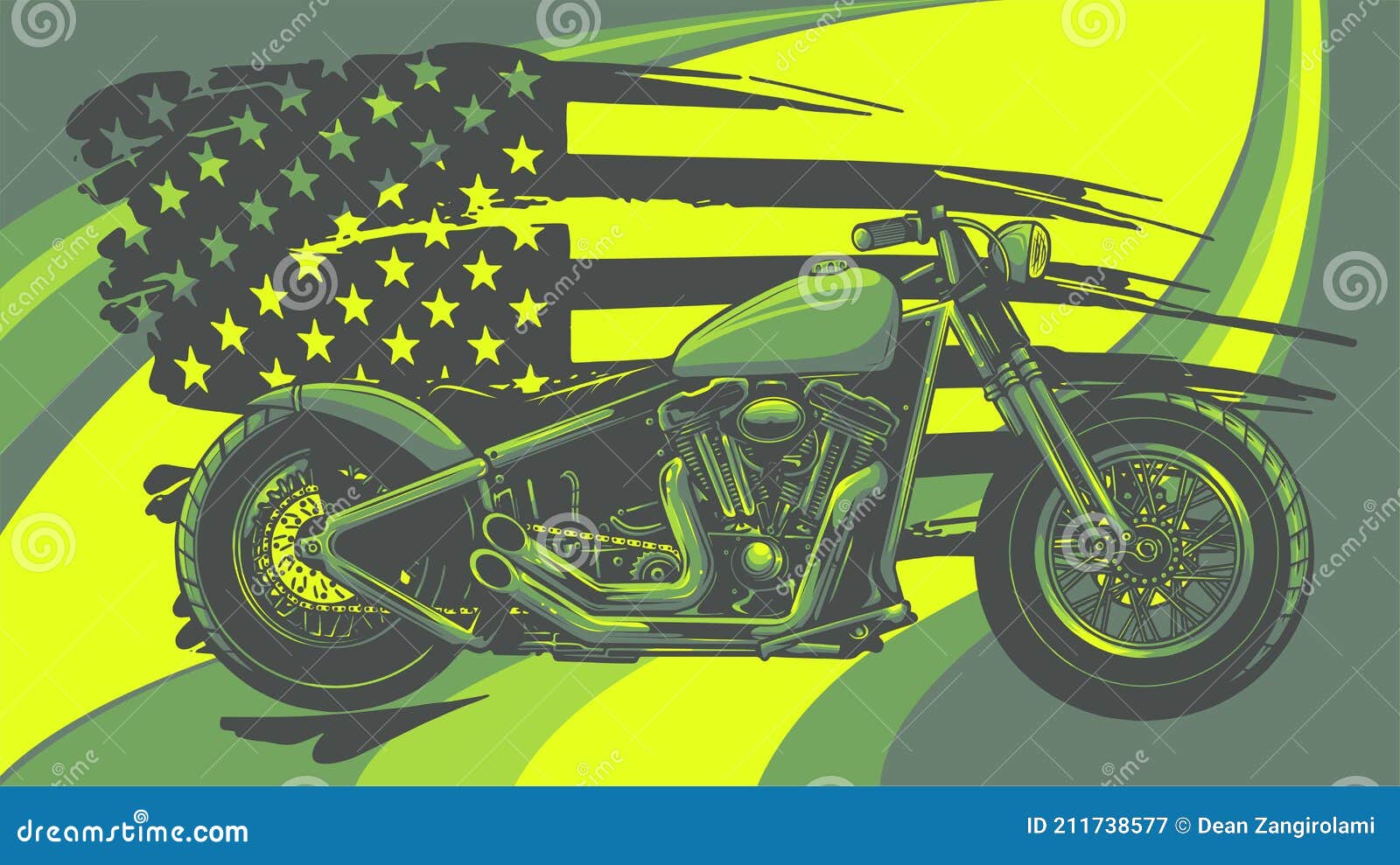 Chopper Motorcycle with American Flag Vector Illustration Stock Vector ...