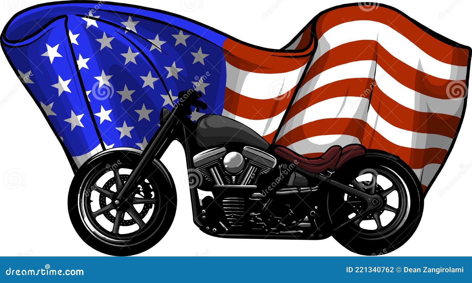 Chopper Motorcycle with American Flag Vector Illustration Stock Vector ...