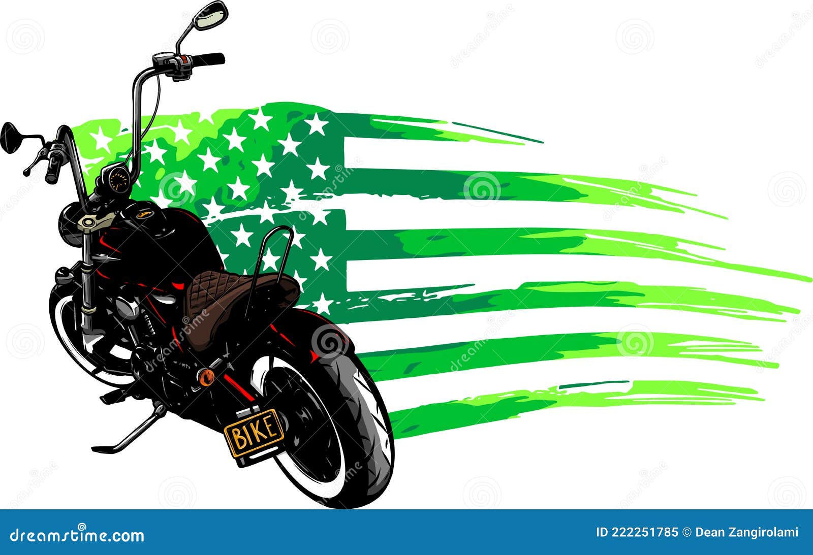 Chopper Motorcycle with American Flag Vector Illustration Stock Vector ...