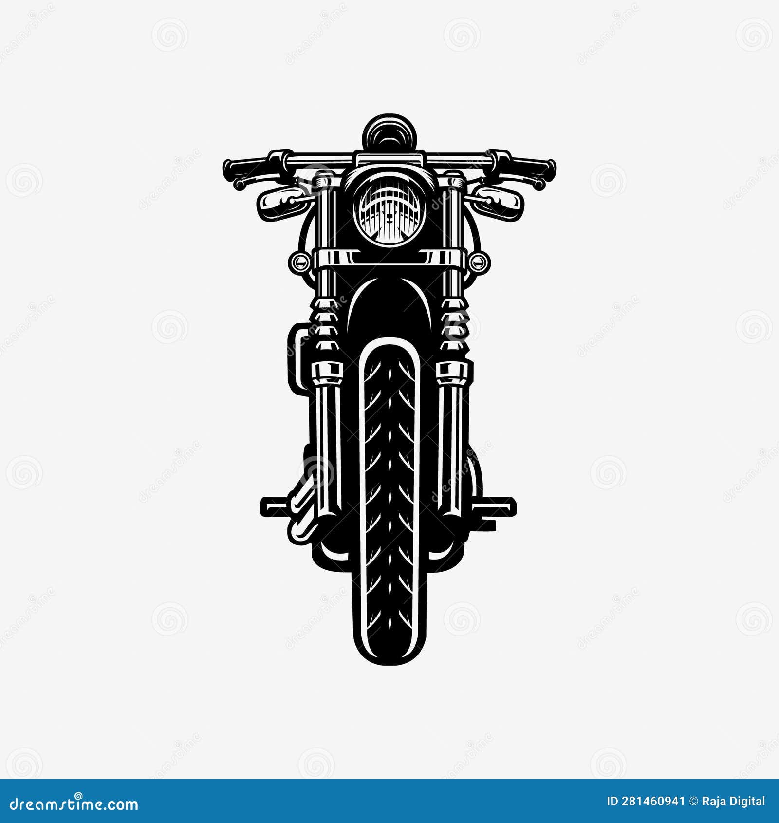 Chopper Motorcycle Front View Vector Monochrome Isolated EPS Stock ...