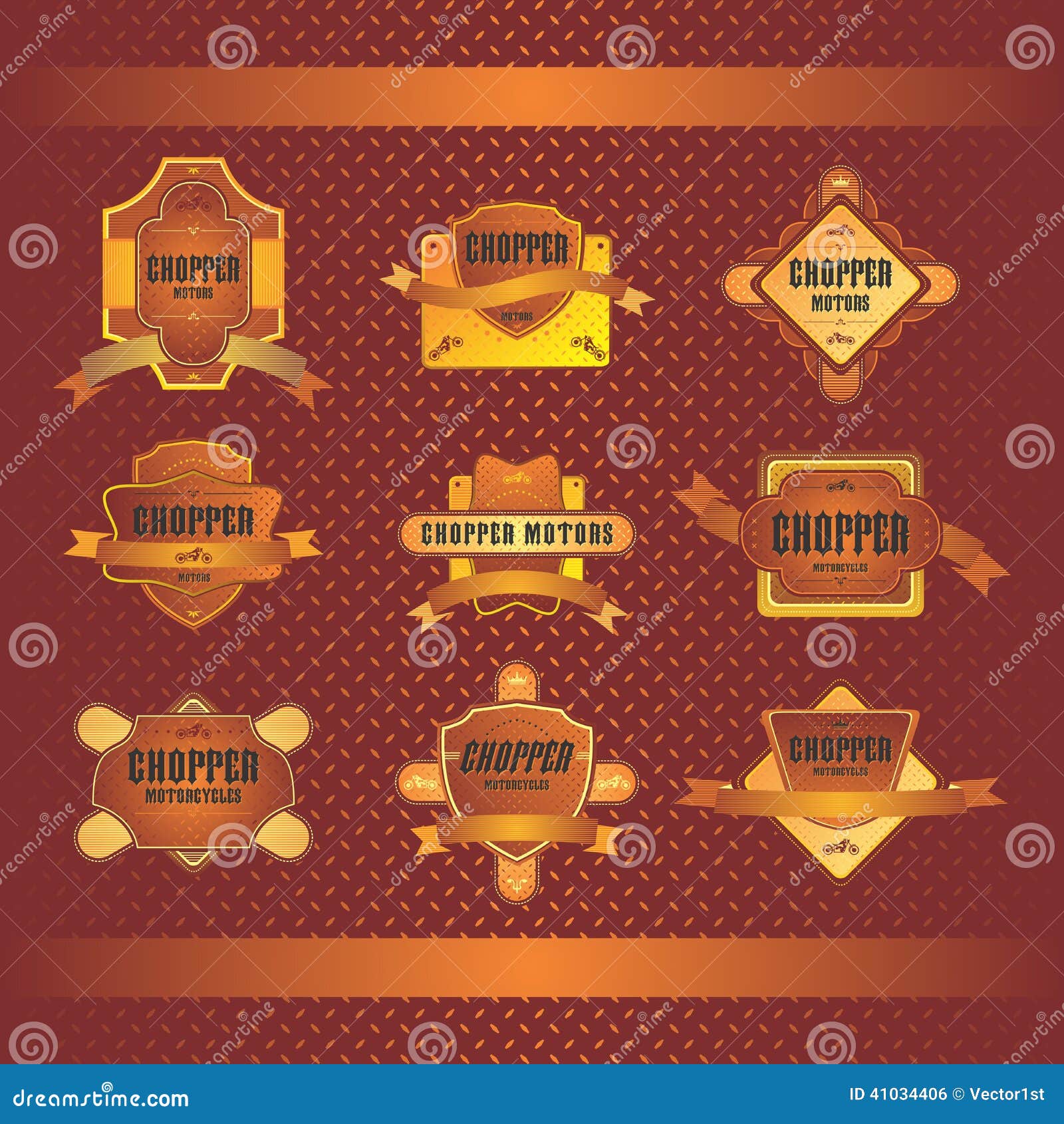 Chopper Motorcycle Label Sticker Stock Vector - Illustration of ribbon ...