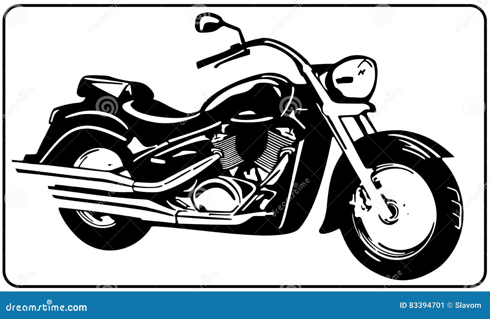 Chopper Motorcycle White Background Black And White Vector Illustration ...