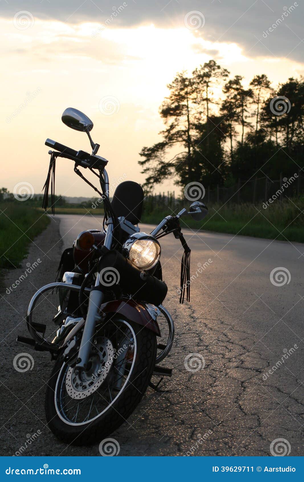 Chopper at the sunset stock image. Image of light, motorbike - 39629711