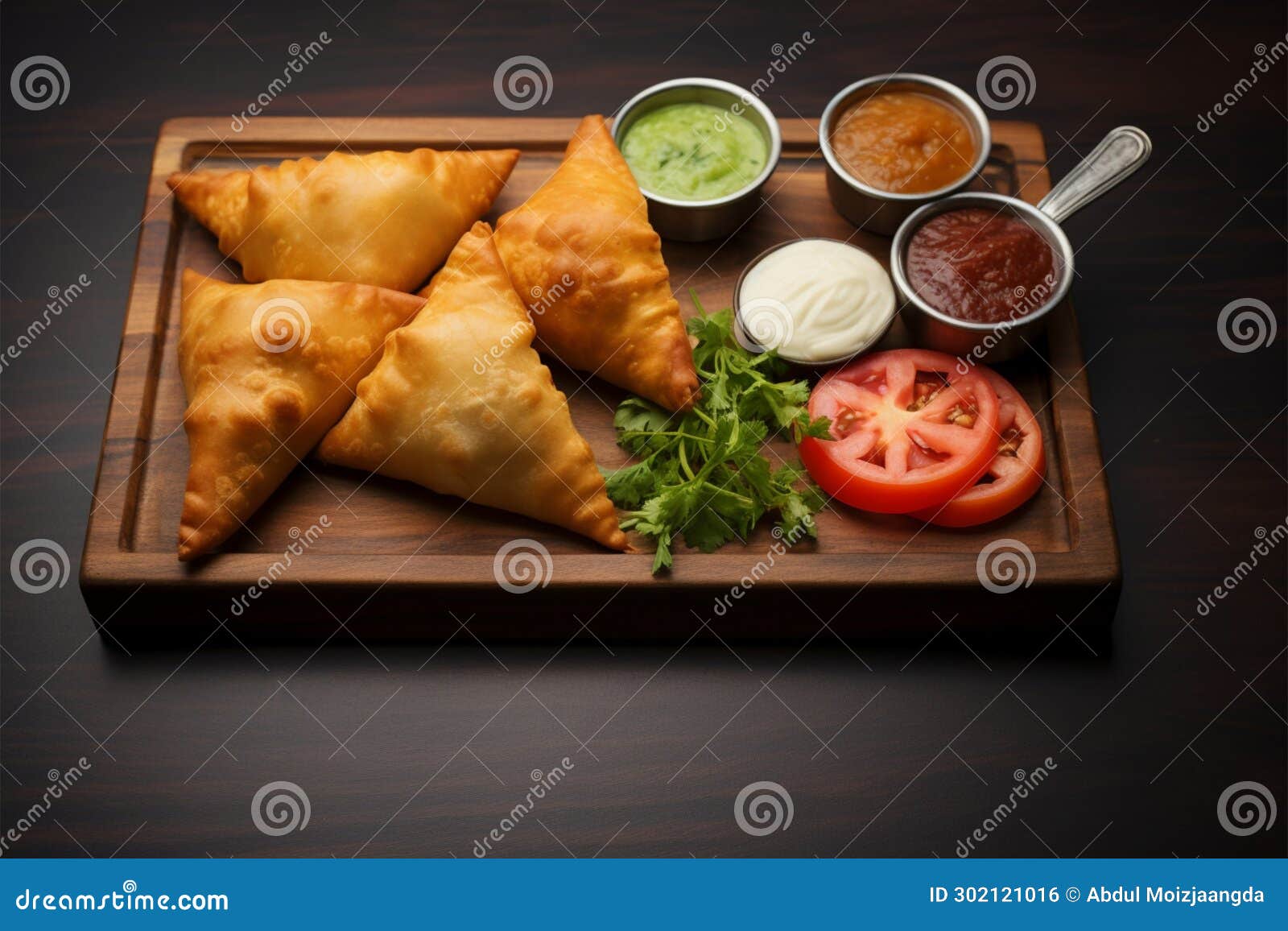Chopping Board Displays a Tempting Array of Indian Street Samosas Stock ...