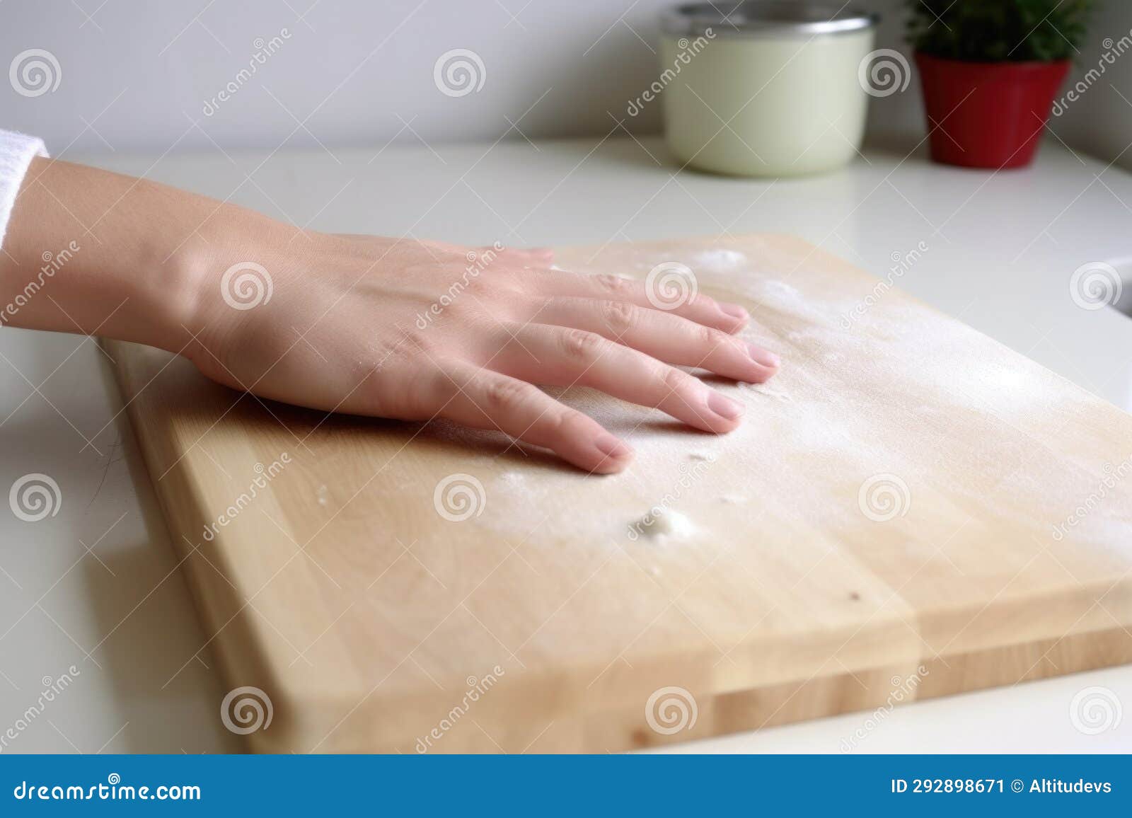 Chopping Board on Table, Fingers Properly Curled To Avoid Cuts Stock ...