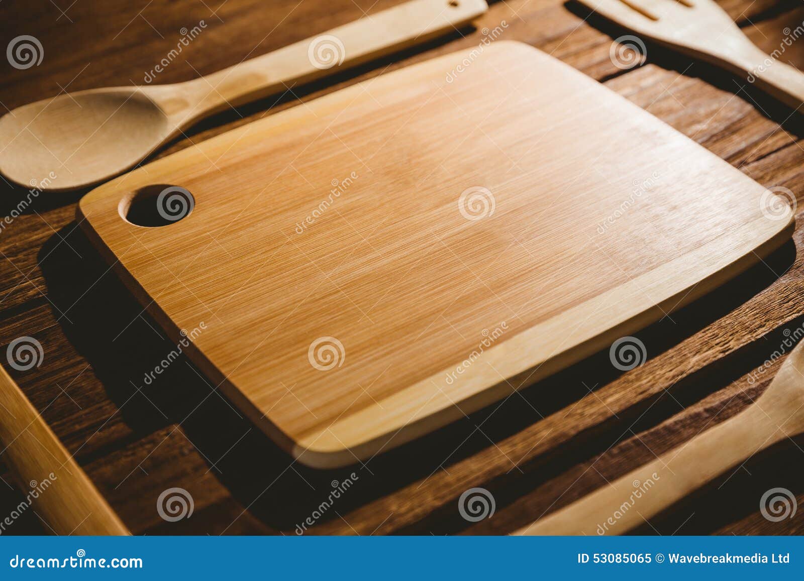 Chopping Board with Wooden Utensils Stock Image - Image of spoon ...
