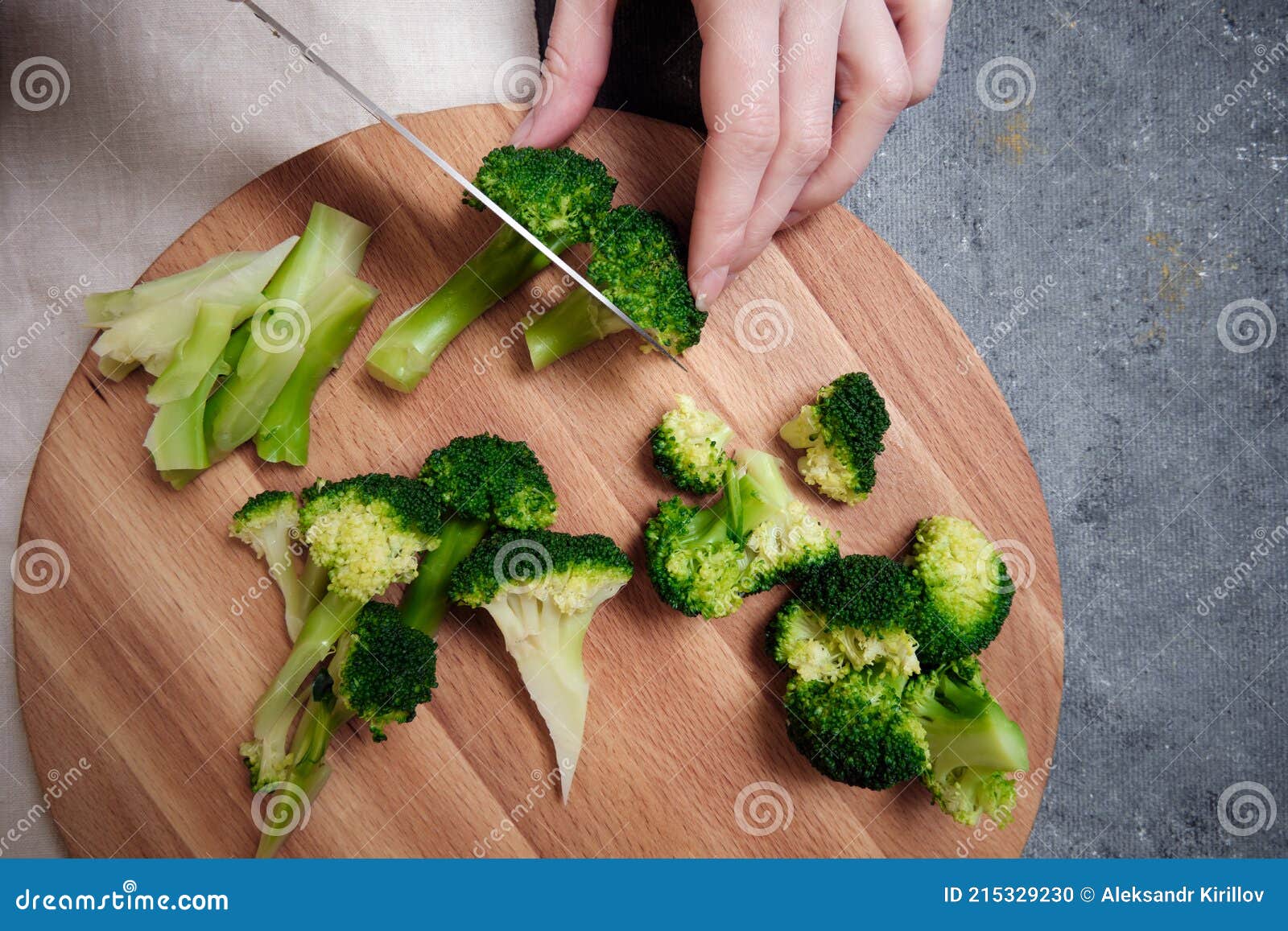 Chopping Broccoli on a Cutting Board Stock Photo - Image of calcium ...
