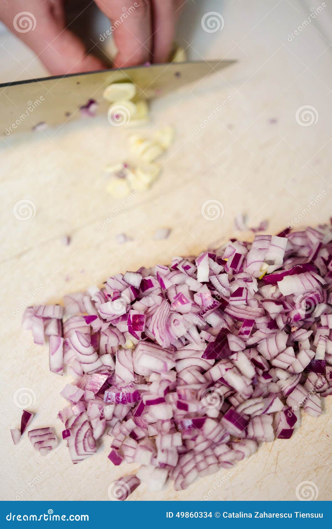 Chopping garlic stock photo. Image of table, onion, rubber - 49860334