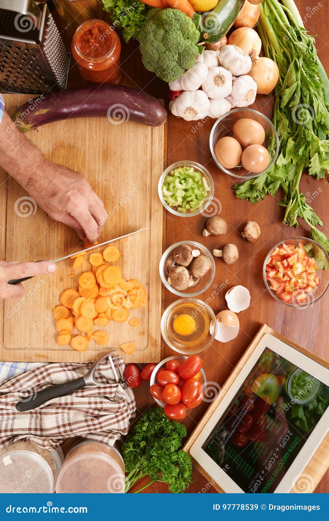 Chopping ingredients stock image. Image of kitchen, vegan - 97778539