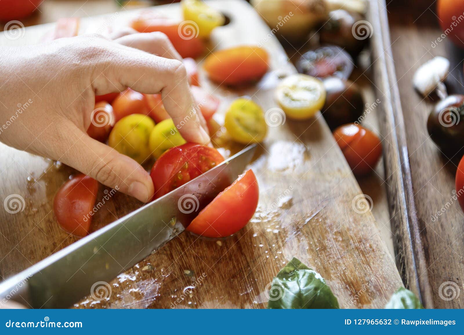 Chopping Tomatoes on a Cutting Board Stock Photo - Image of culinary ...