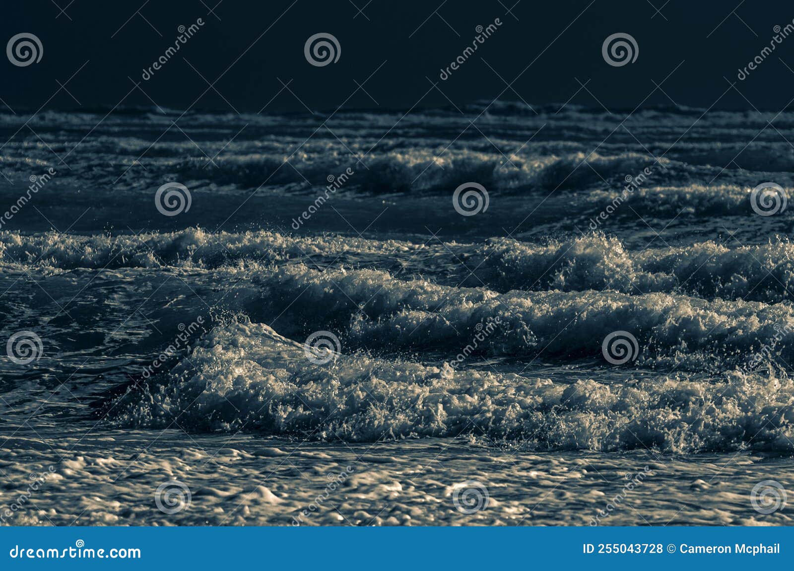Choppy Incoming Waves by Moonlight Stock Photo - Image of rhythm, ocean ...