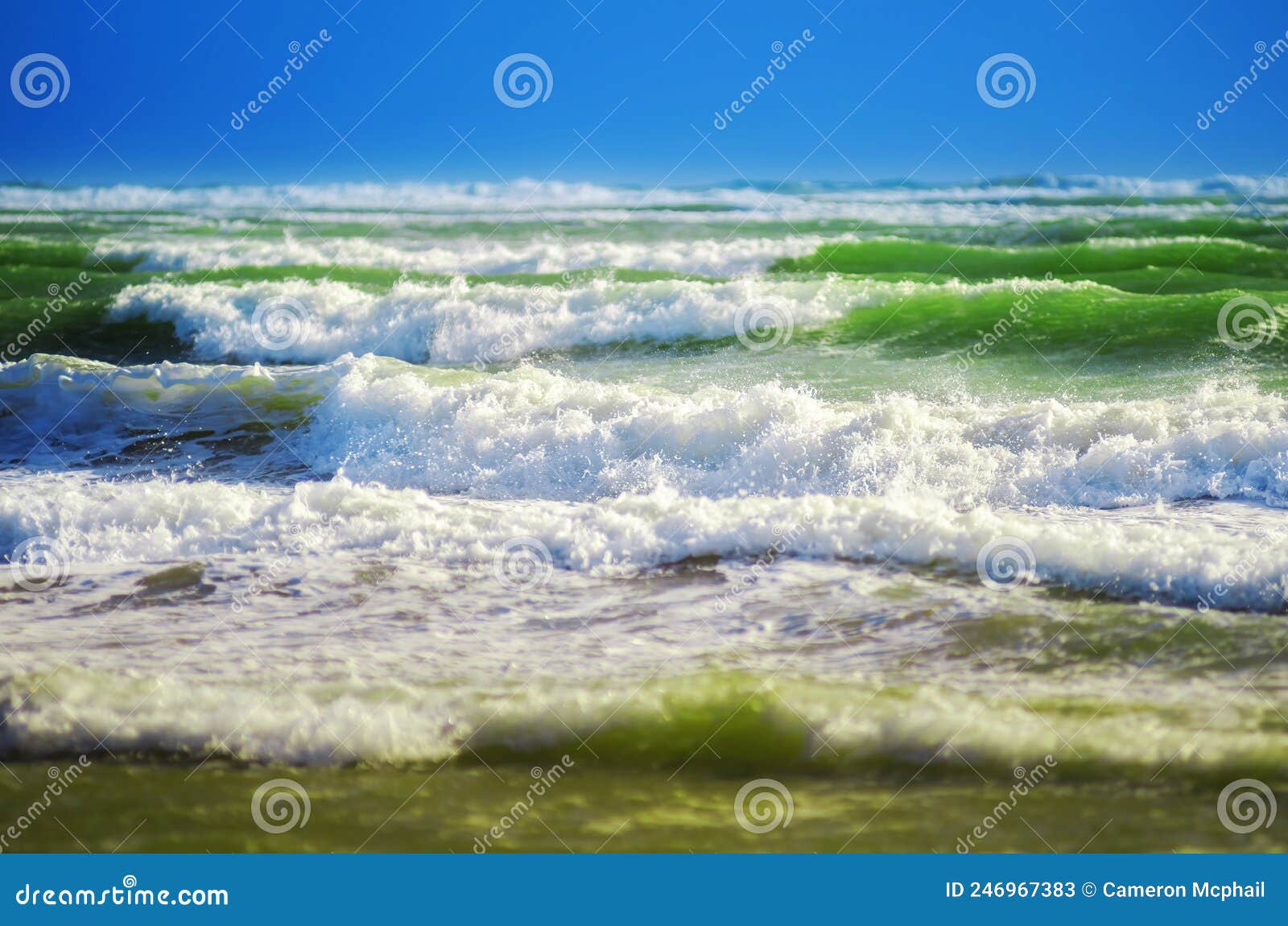 Choppy Whitewater Waves Pounding the Beach Stock Image - Image of ...