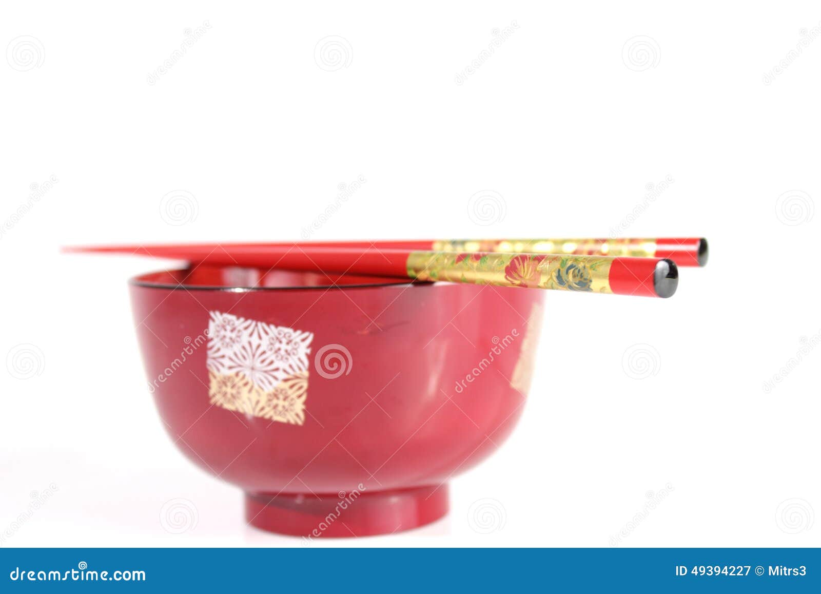 Chopsticks and Red Japanese Bowl Stock Image - Image of japan, table ...