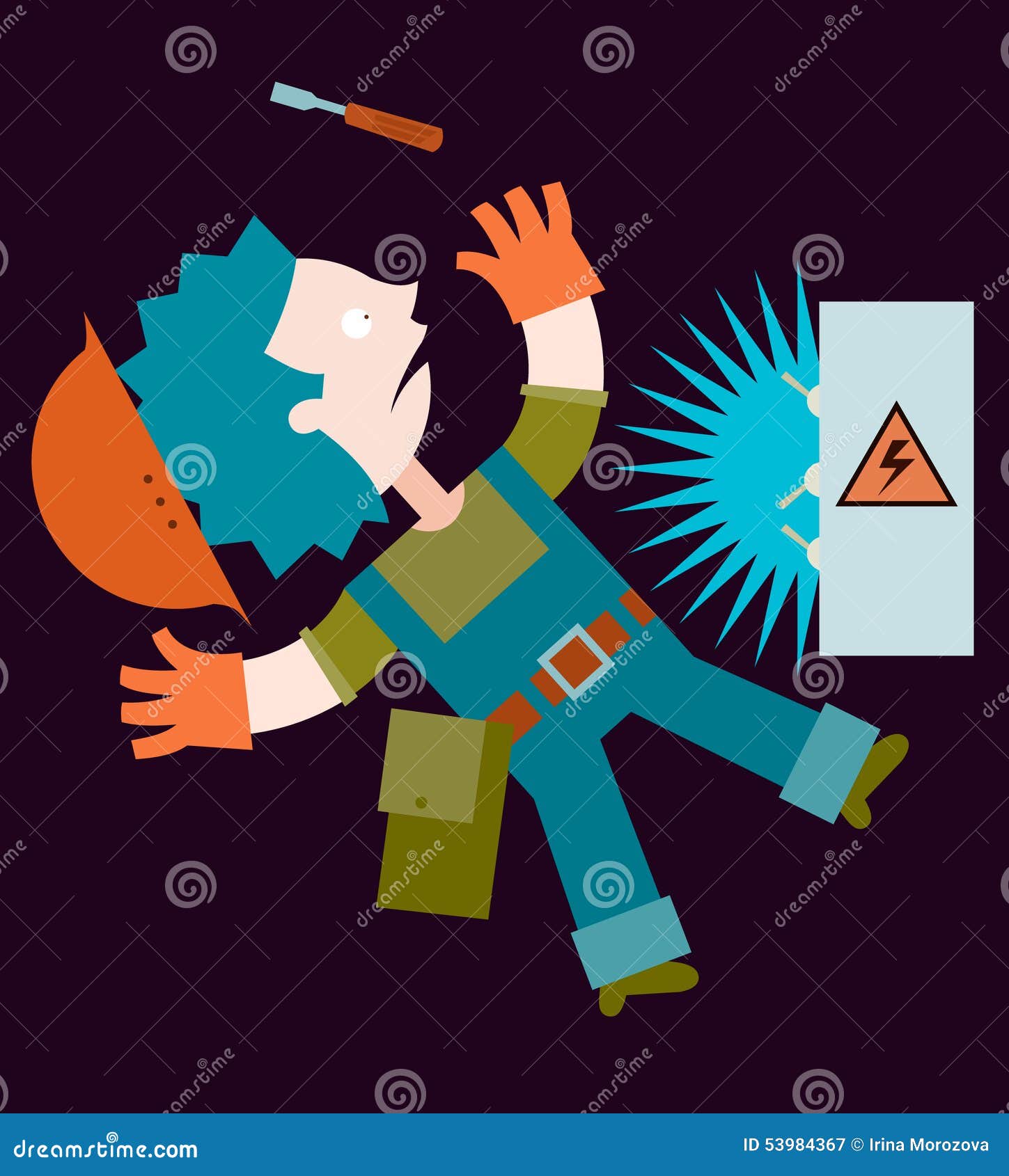 Choque eléctrico ilustración del vector. Ilustración de trabajador ...