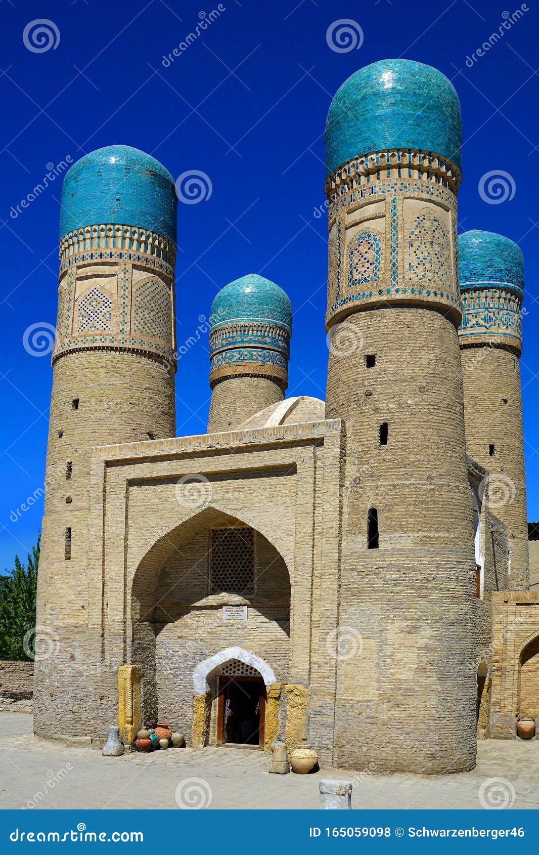 Chor Minor in Bukhara Uzbekistan Stock Photo - Image of silk, minaret ...