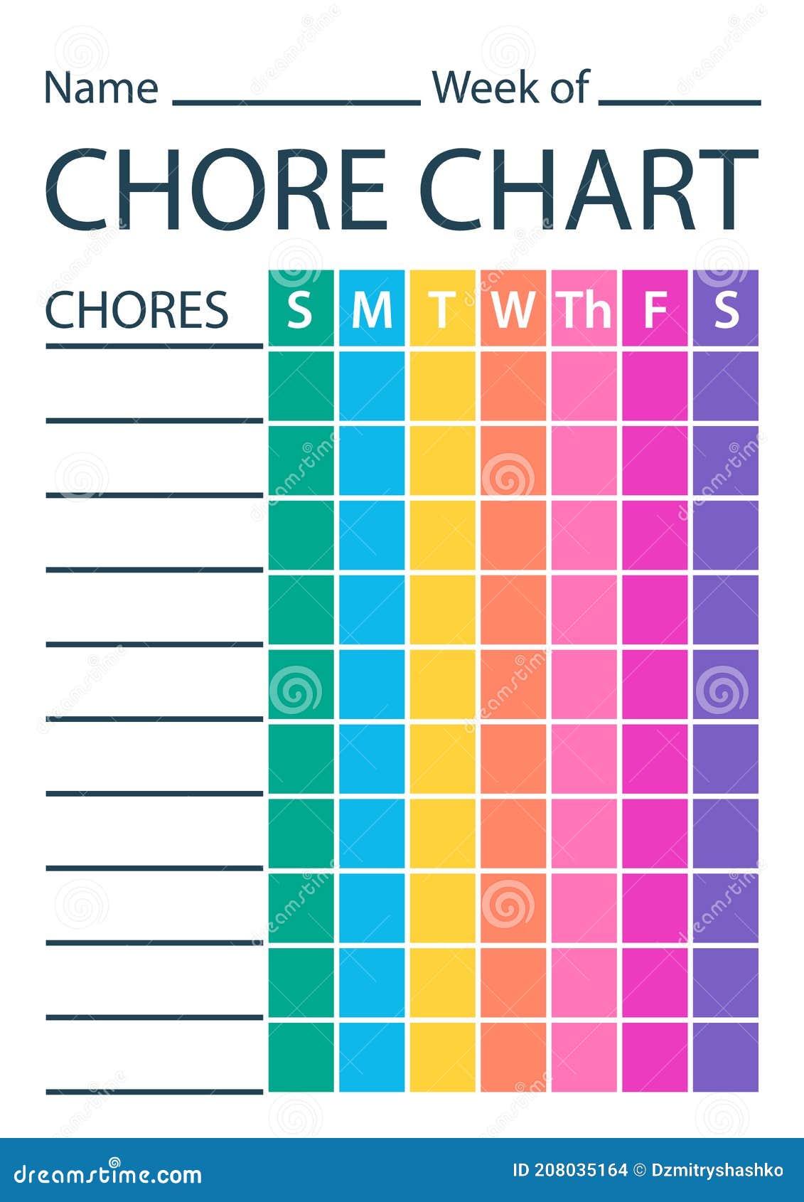 Chore Chart Colour Template. Vector Illustration | CartoonDealer.com ...