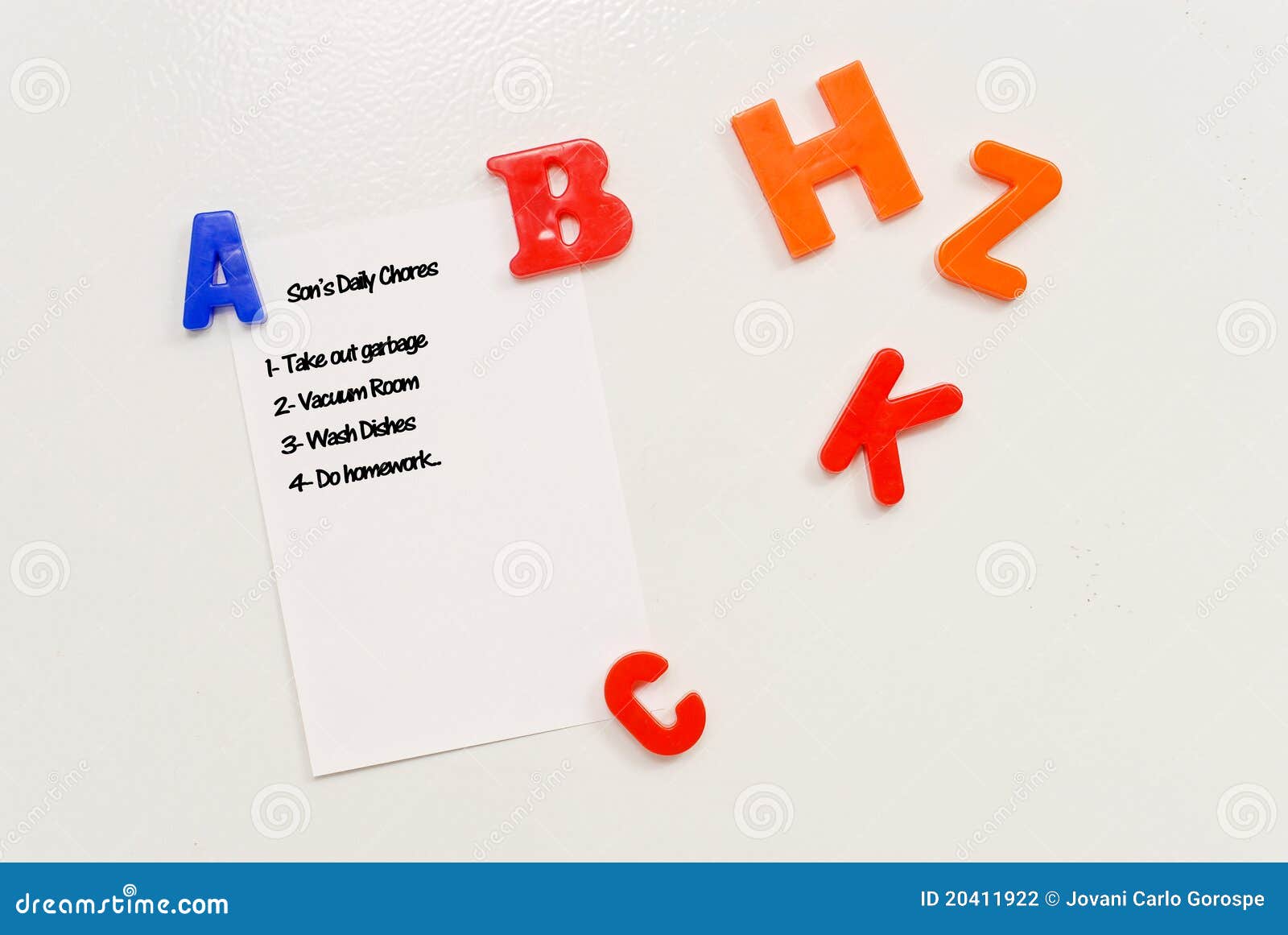 Daily Chore List stock photo. Image of homework, organization - 20411922