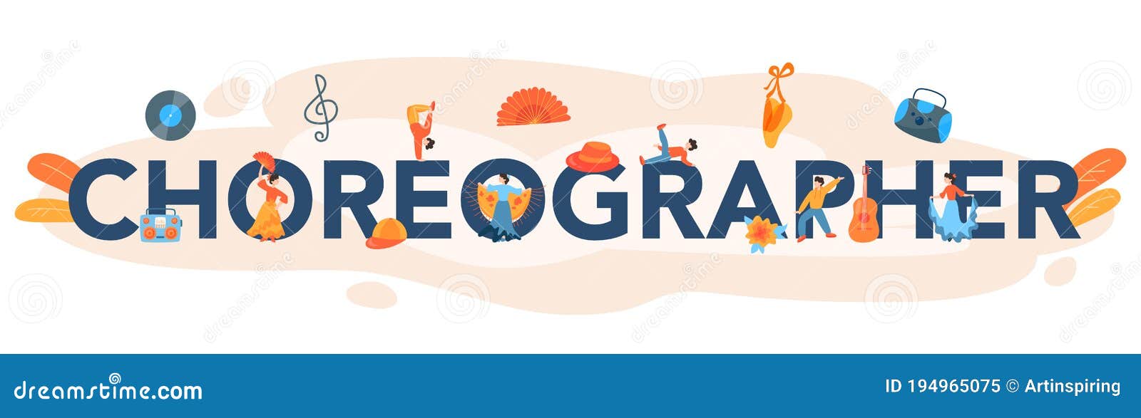 Choreographer Typographic Header. Dancing Courses for Children Stock ...