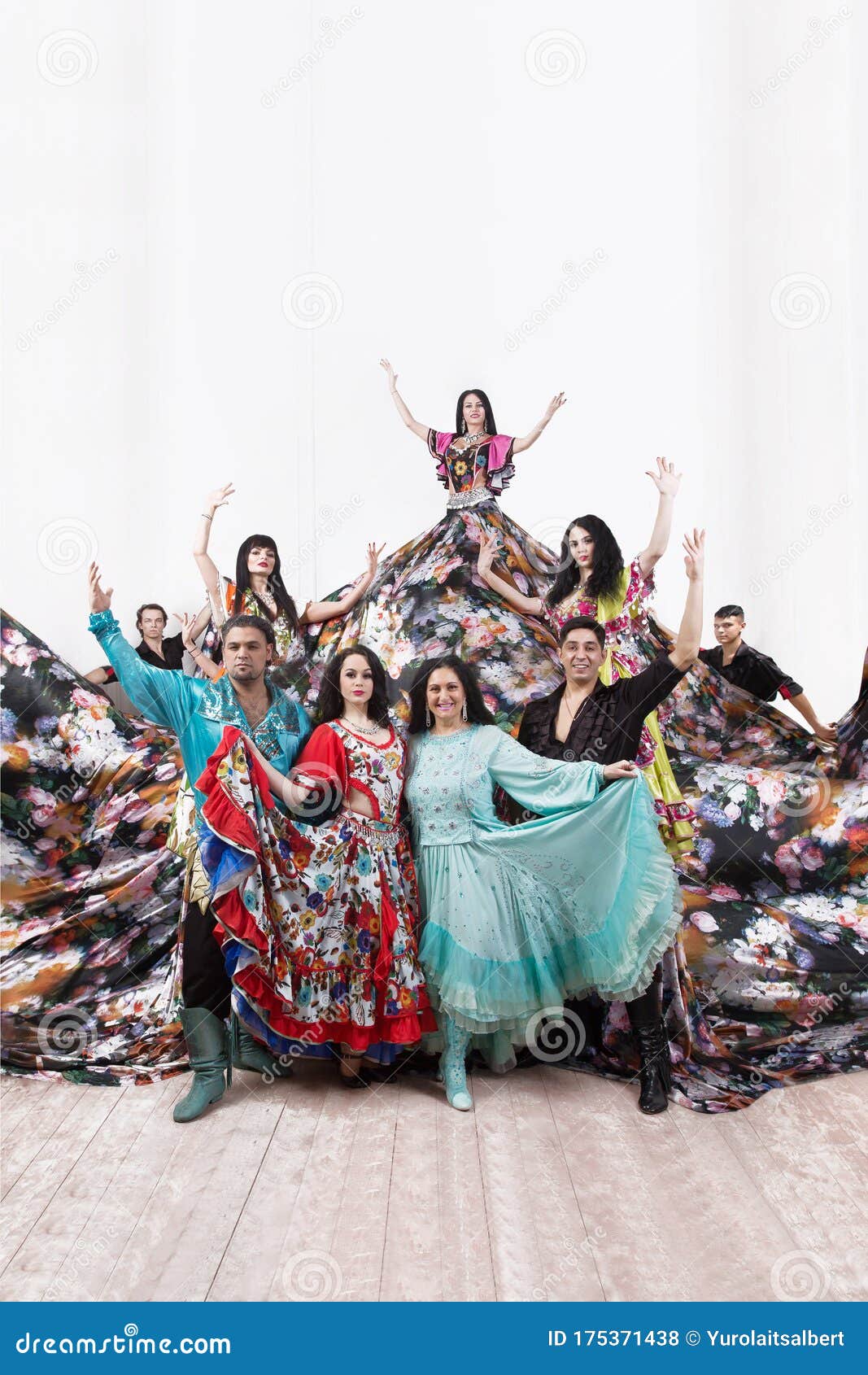 Choreographic Gypsy Dance Ensemble Posing on Stage Stock Photo - Image ...