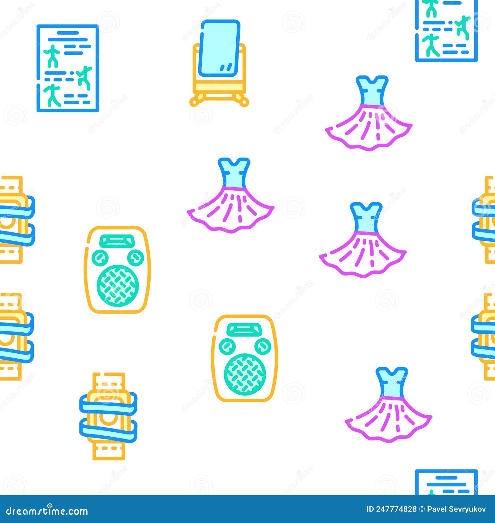 Choreography Dance Vector Seamless Pattern Stock Vector - Illustration ...