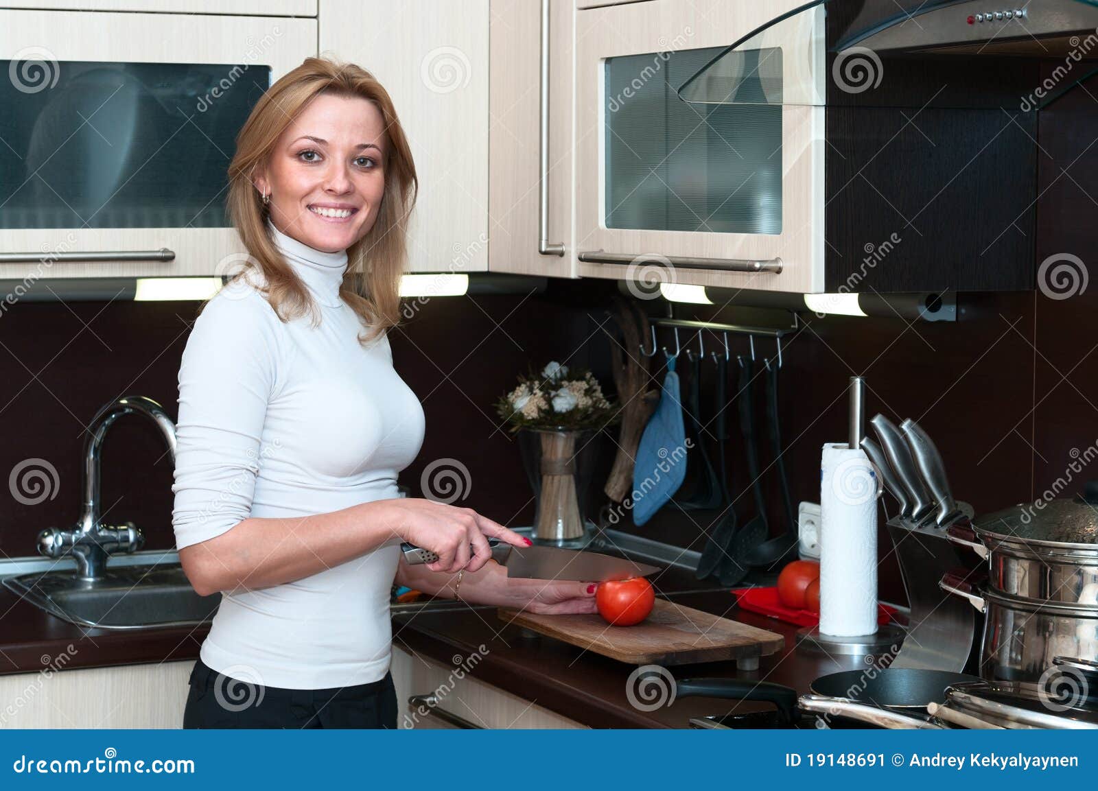 Chores in the kitchen stock image. Image of blonde, beautiful - 19148691