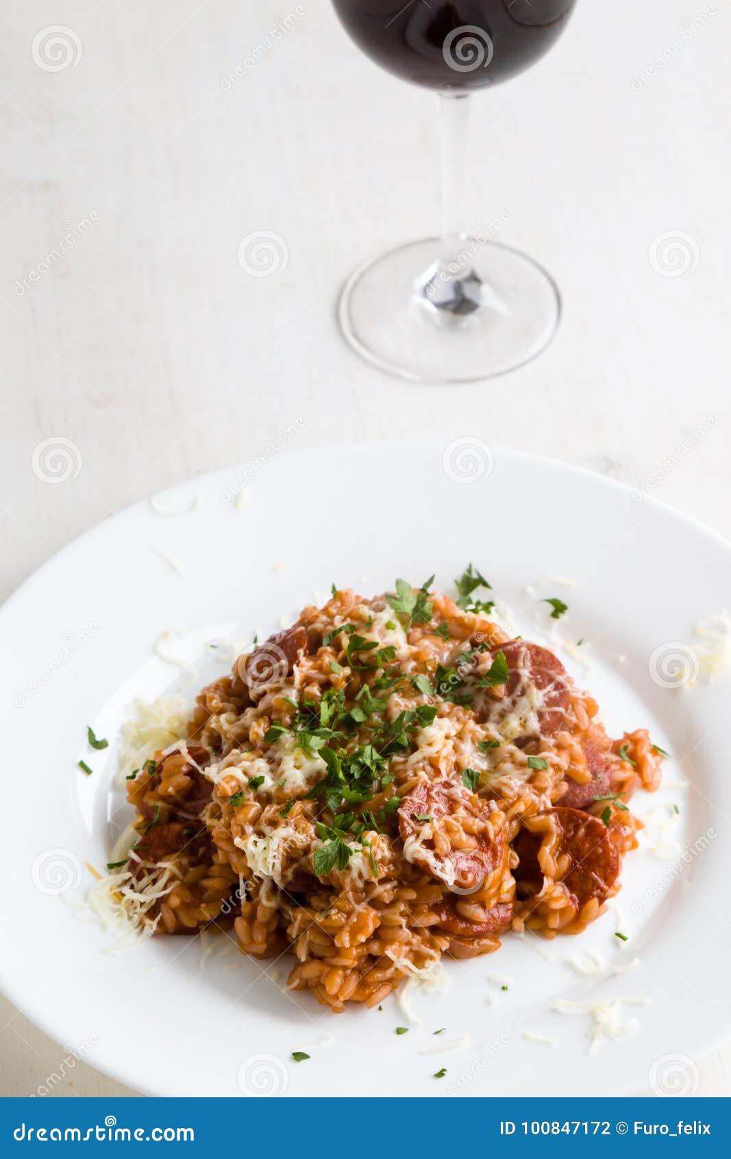 Chorizo Risotto with Tomato Stock Photo - Image of risotto, plate ...