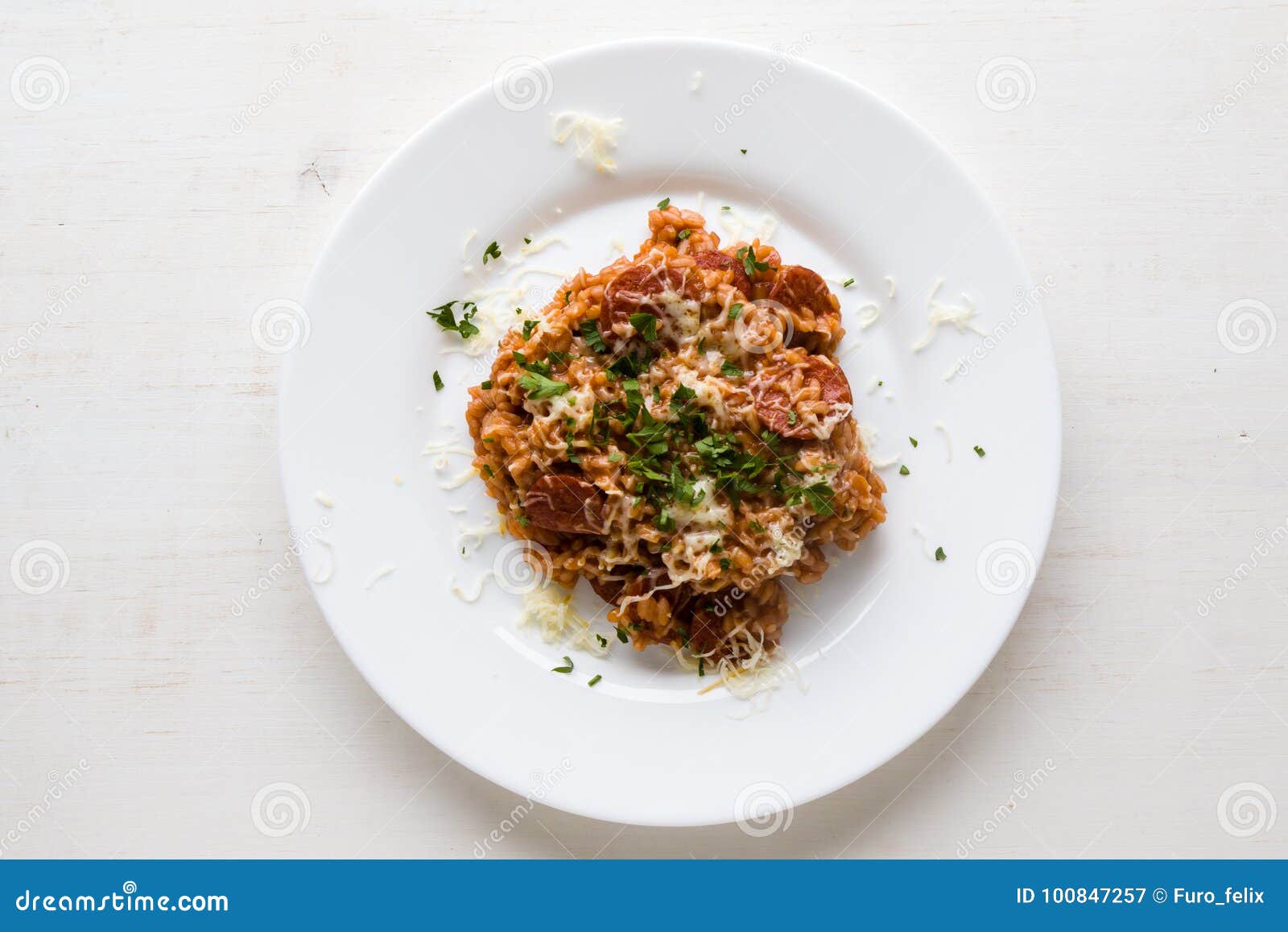 Chorizo Risotto with Tomato Stock Image - Image of food, meal: 100847257