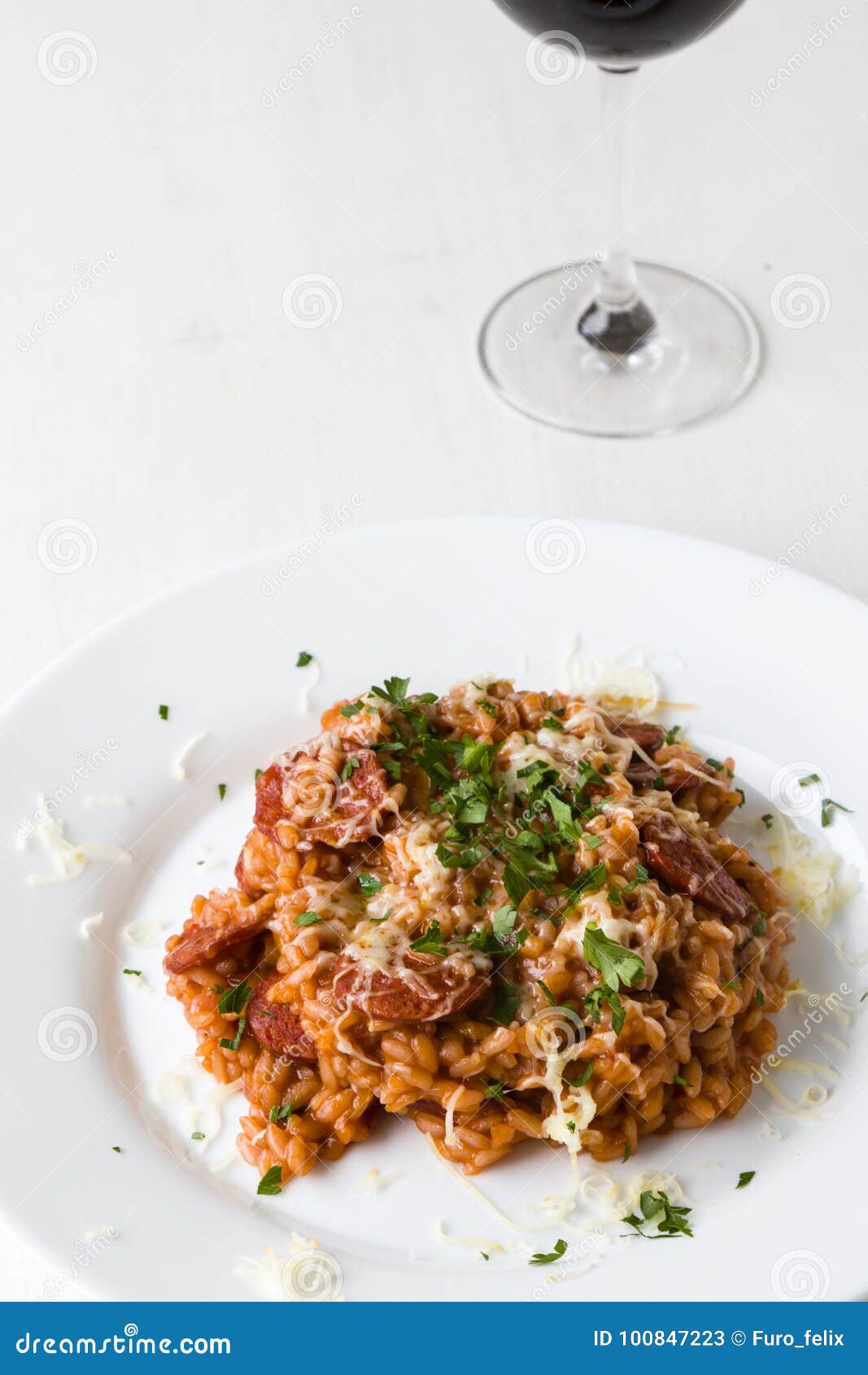 Chorizo Risotto with Tomato Stock Image - Image of meal, pepper: 100847223