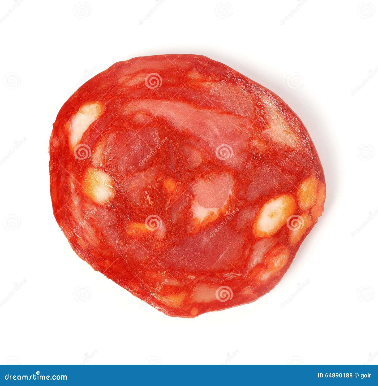 Chorizo slice stock photo. Image of cuts, white, studio - 64890188