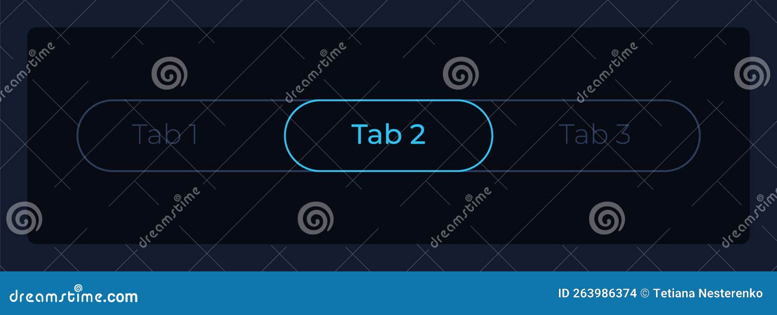 Chosen Second Tab in Menu Bar UI Element Template Stock Vector - Illustration of select ...