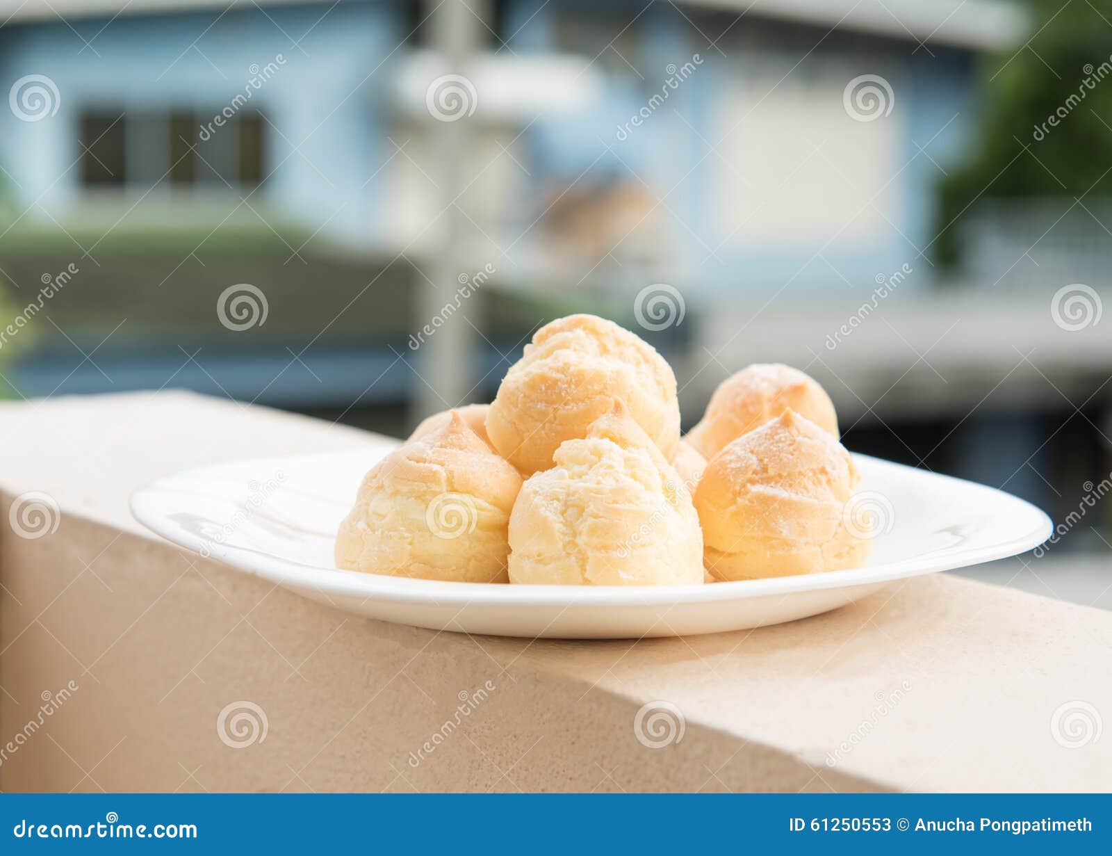 Choux cream on the dish stock image. Image of puff, sweets - 61250553