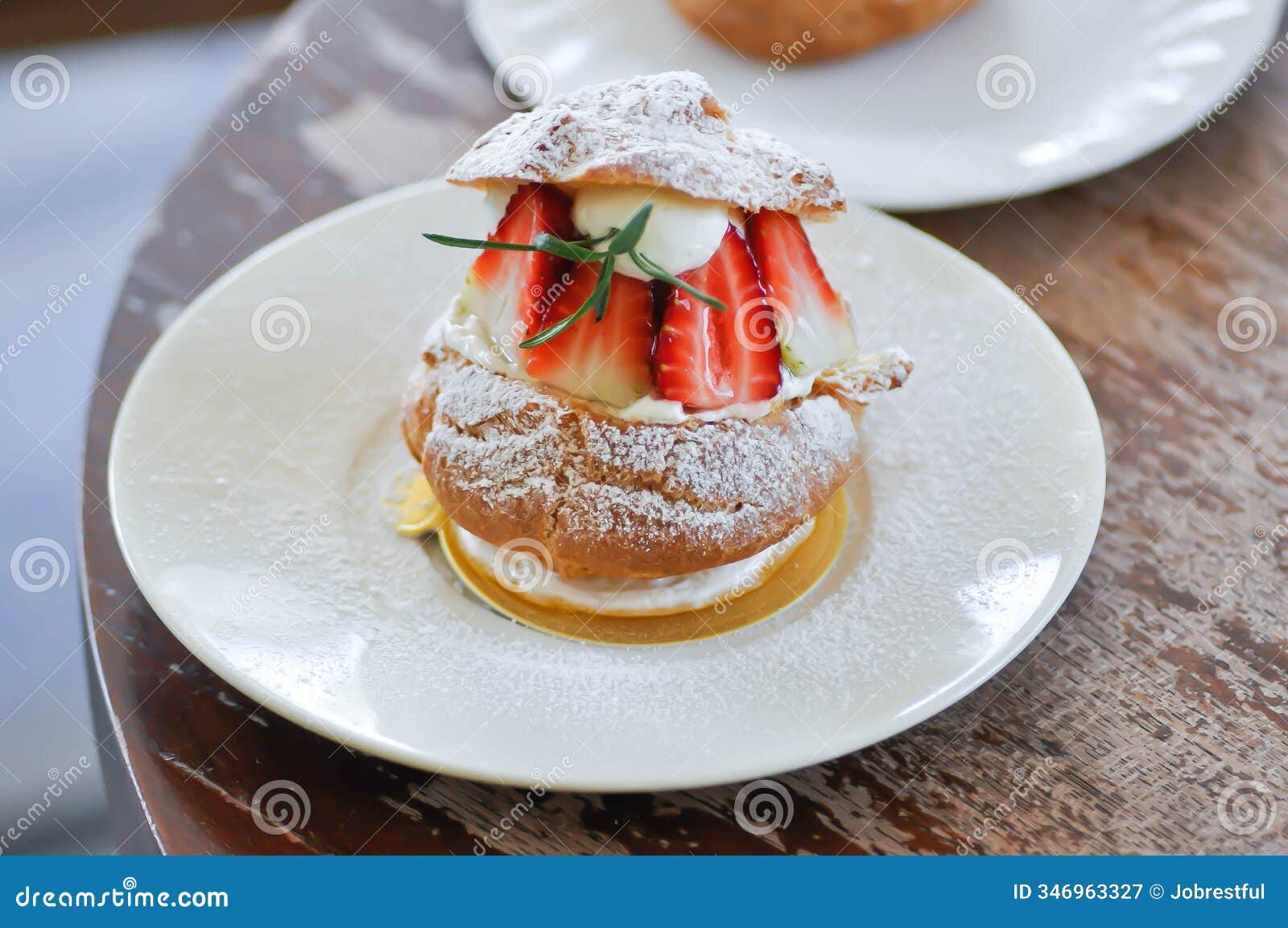 Choux Cream or Cream Puff, Eclair or Strawberry Choux Cream Stock Image ...