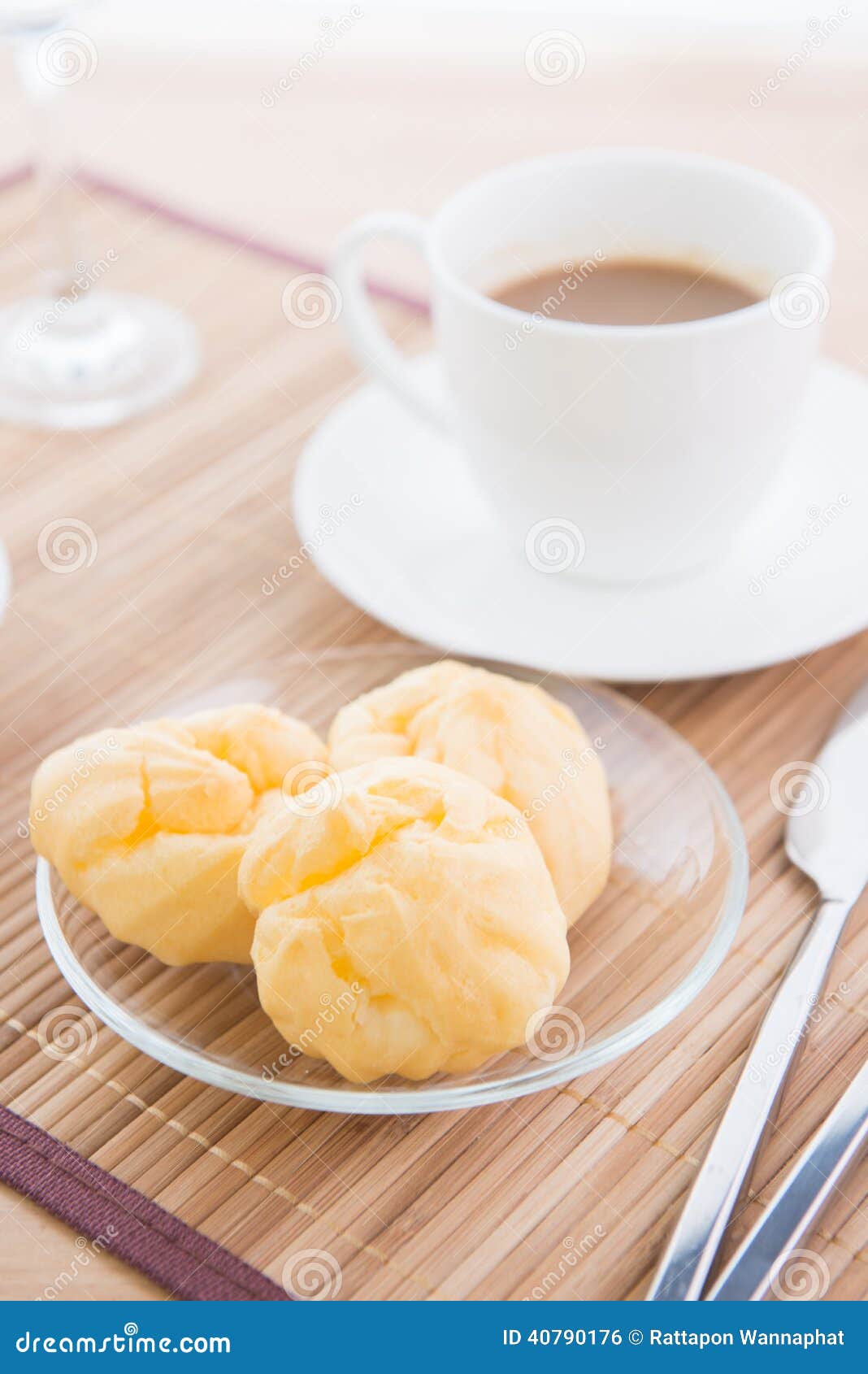 Choux pastry and coffee stock photo. Image of plate, gourmet - 40790176