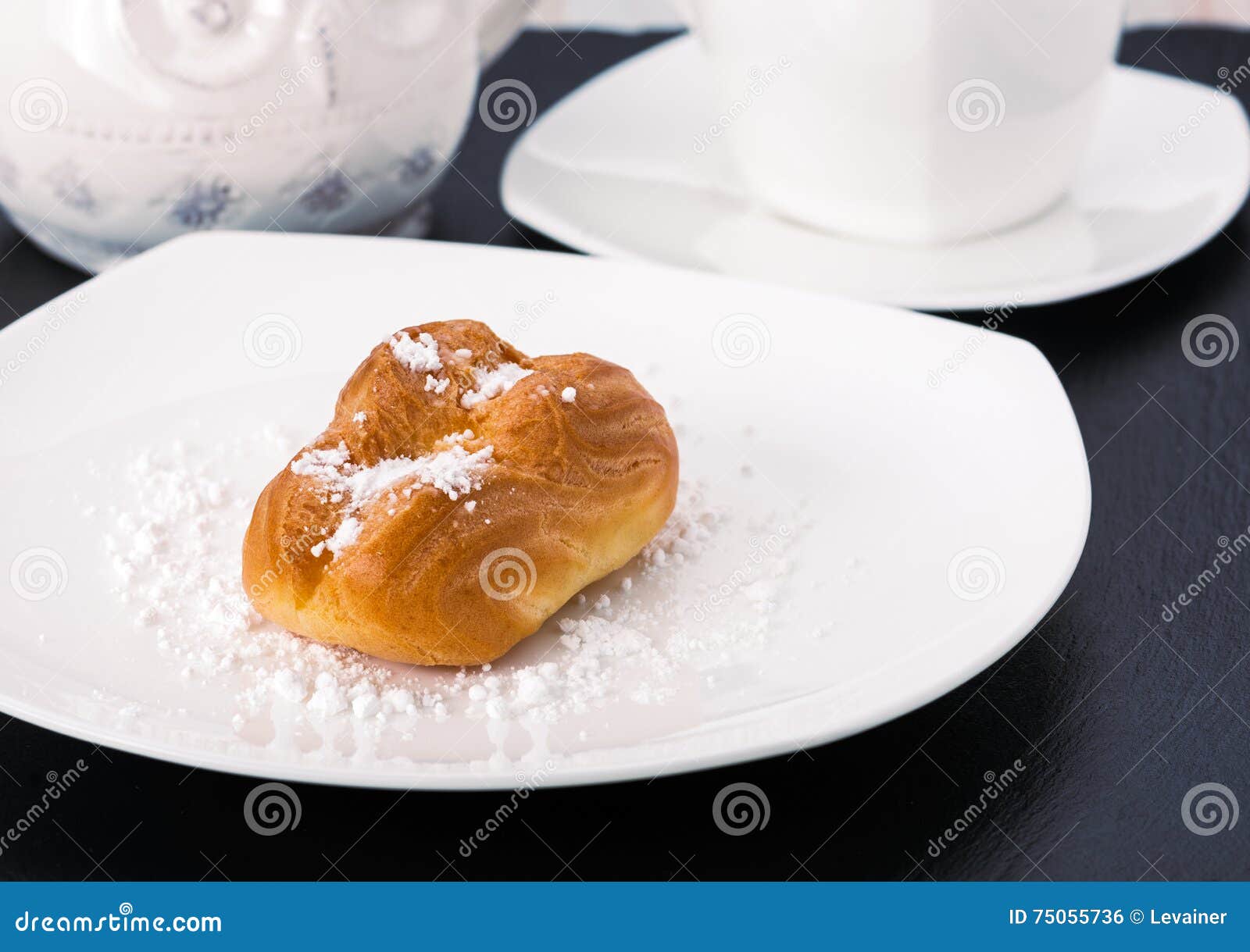 The Choux Pastry on a White Plate Stock Photo - Image of dessert, choux ...