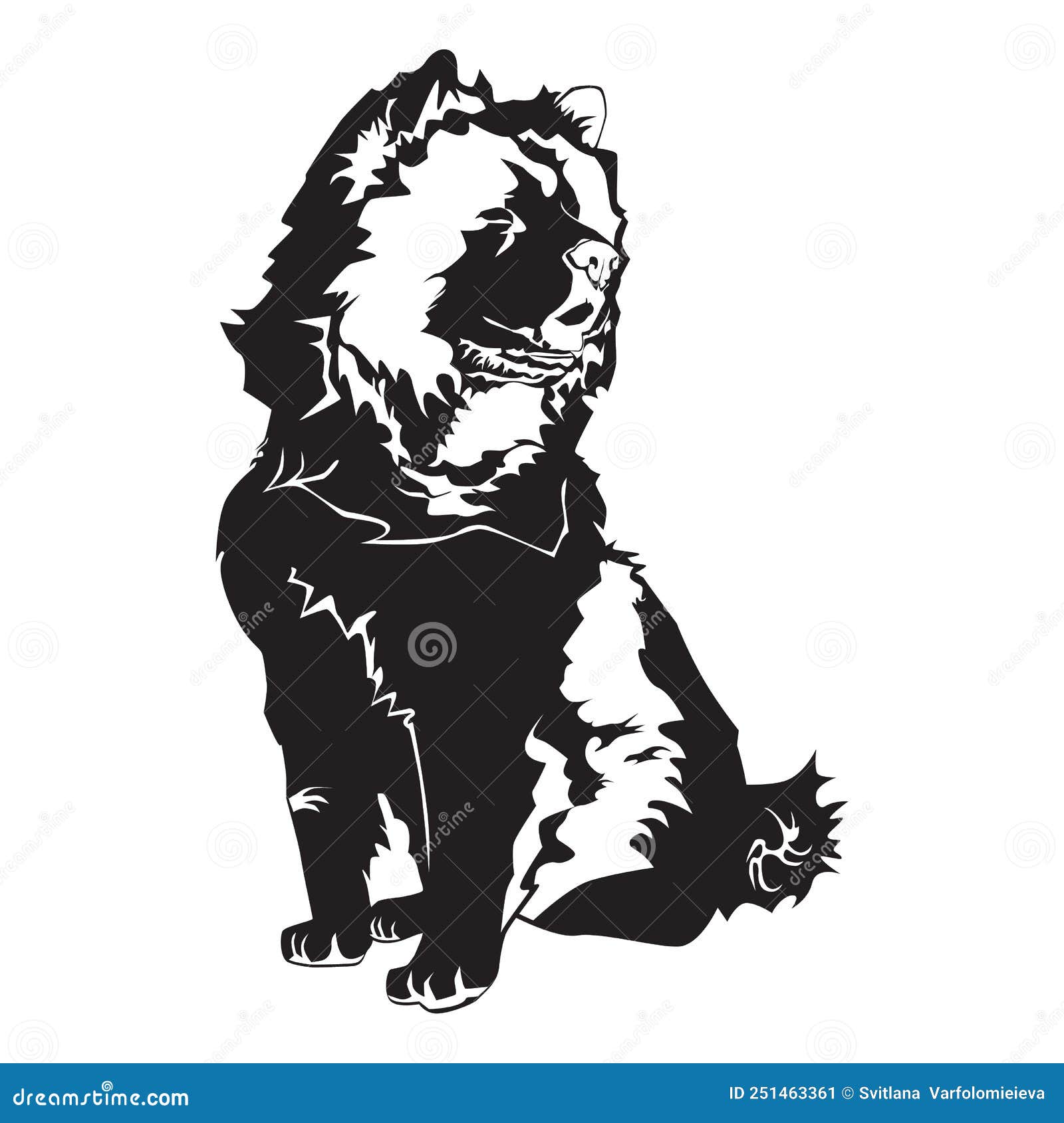 Chow Chow Black Silhouette, Vector Illustration Isolated On White ...