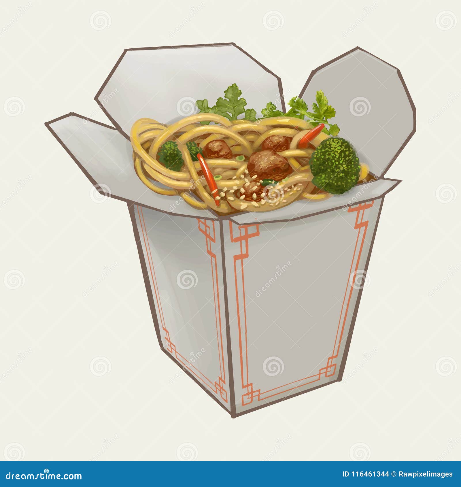 Chow Mein In Takeawy Box Illustration | CartoonDealer.com #116461344