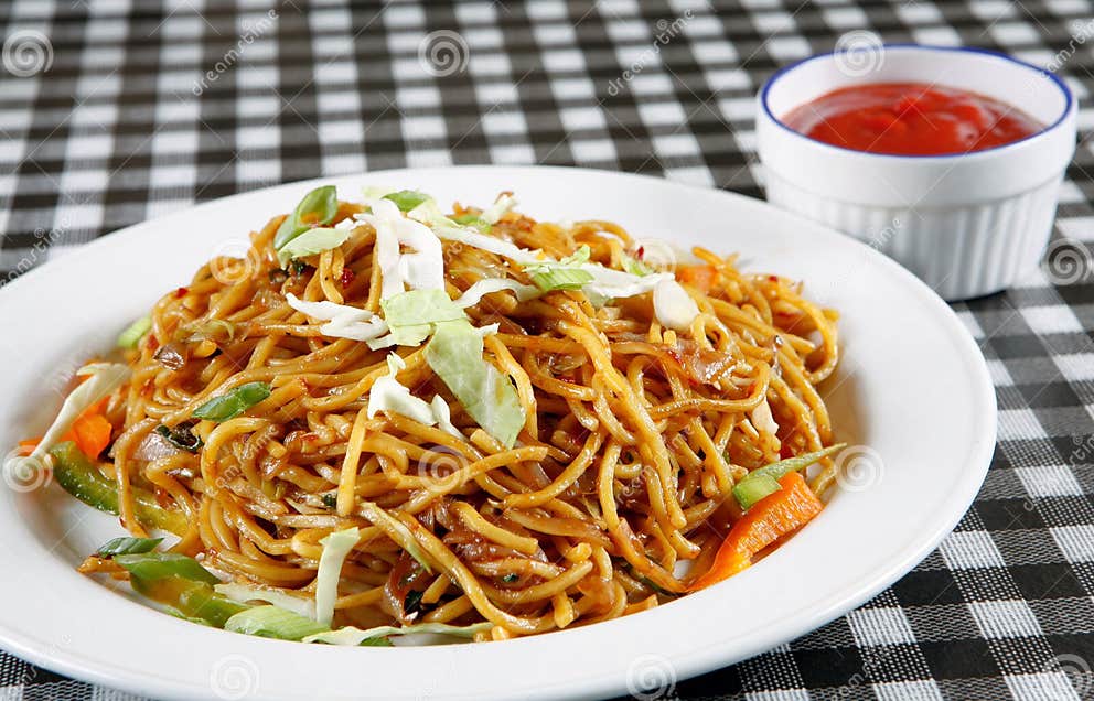 Chowmein in Plate with Sauce Stock Image - Image of asian, noodles ...