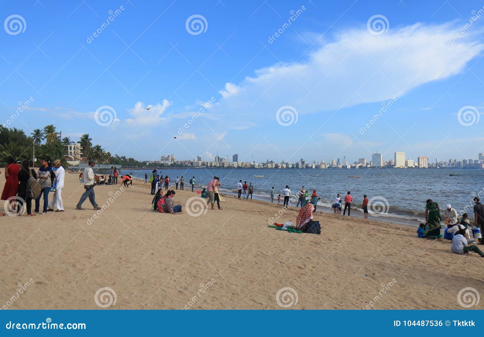 Chowpatty Beach At Sunset, Mumbai, India. Royalty-Free Stock Photo | CartoonDealer.com #46010649