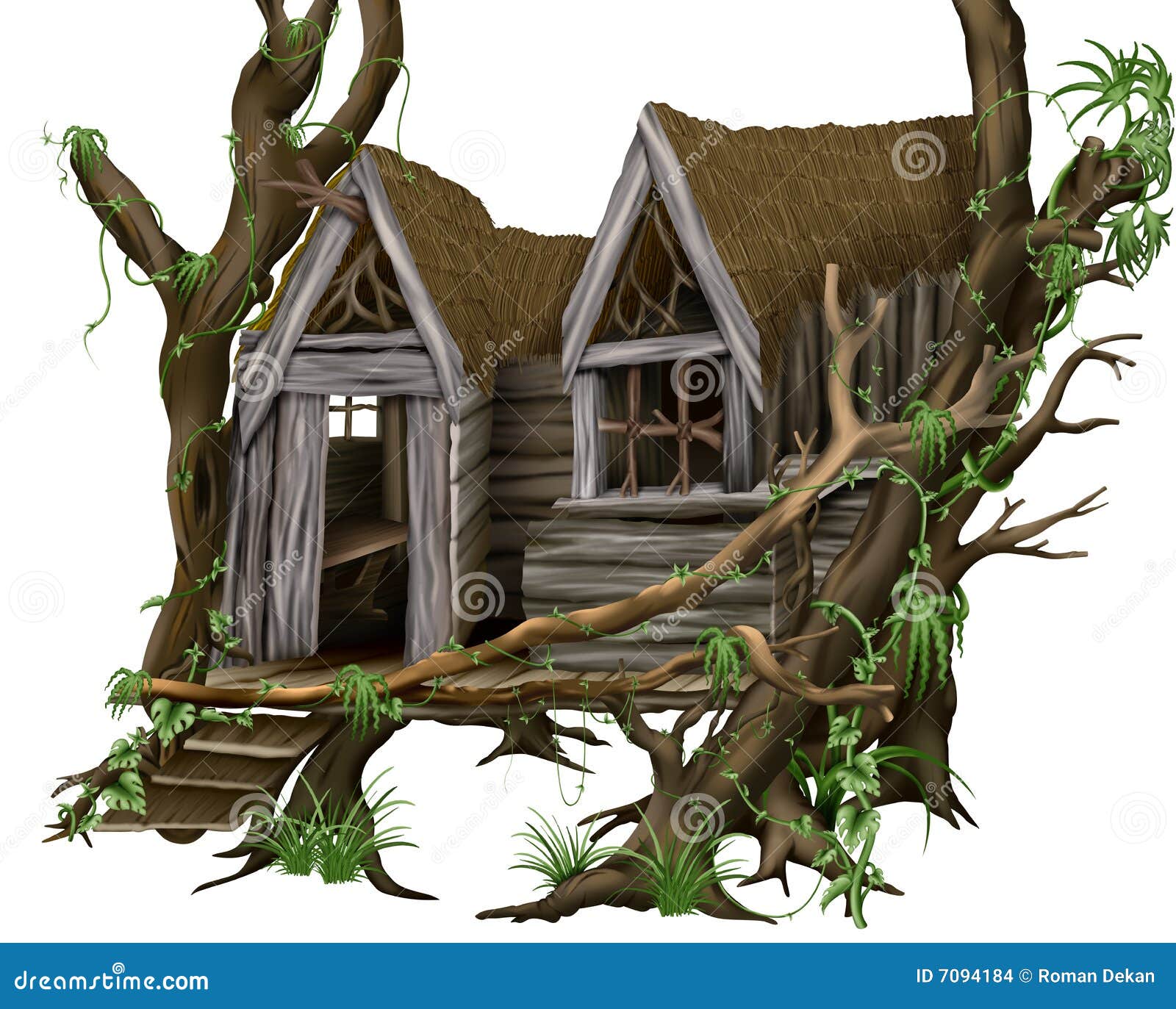 Choza de la selva stock de ilustración. Ilustración de arte - 7094184